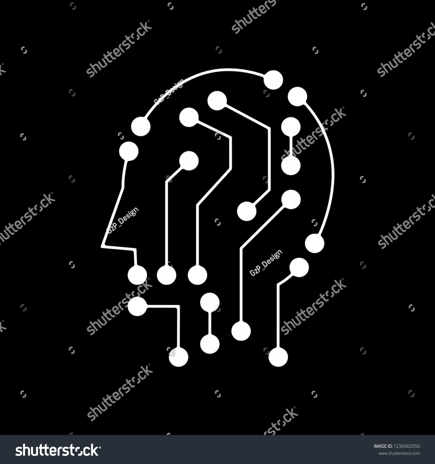 Techno Head Icon Stock Vector (Royalty Free) 1236902050