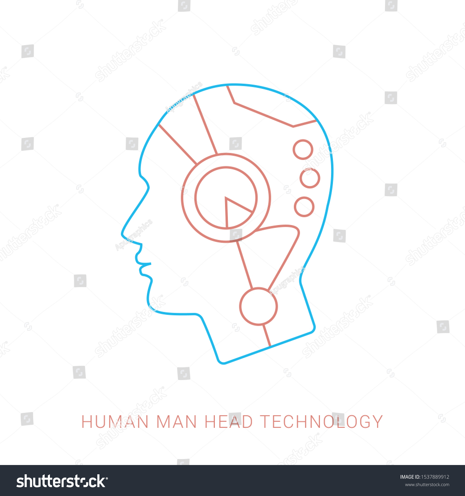 Techno Human Head Vector Logo Concept: vector de stock (libre de ...