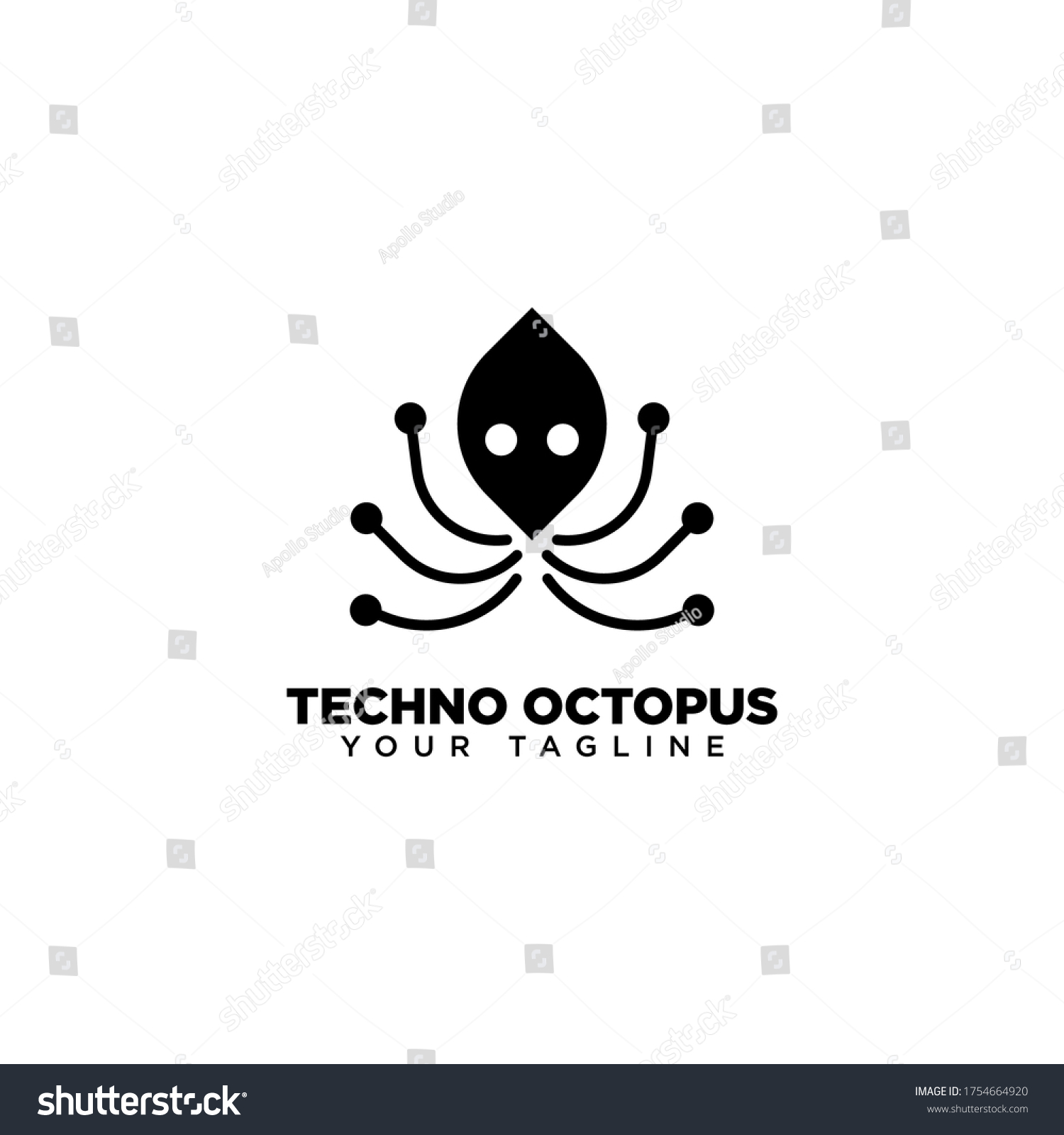 Techno Octopus Logo Design Template Stock Vector (Royalty Free ...