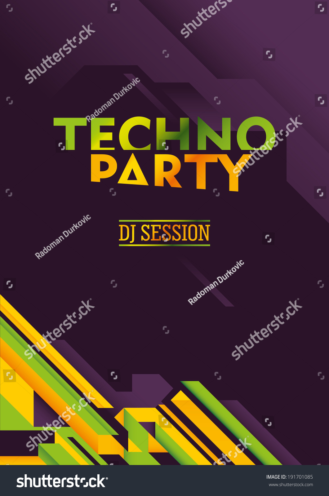 Techno Party Poster Design Vector Illustration Stock Vector (Royalty ...