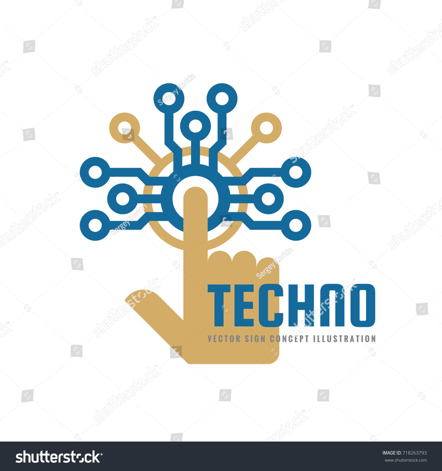 Vektor Stok Techno Vector Logo Template Concept Illustration (Tanpa ...