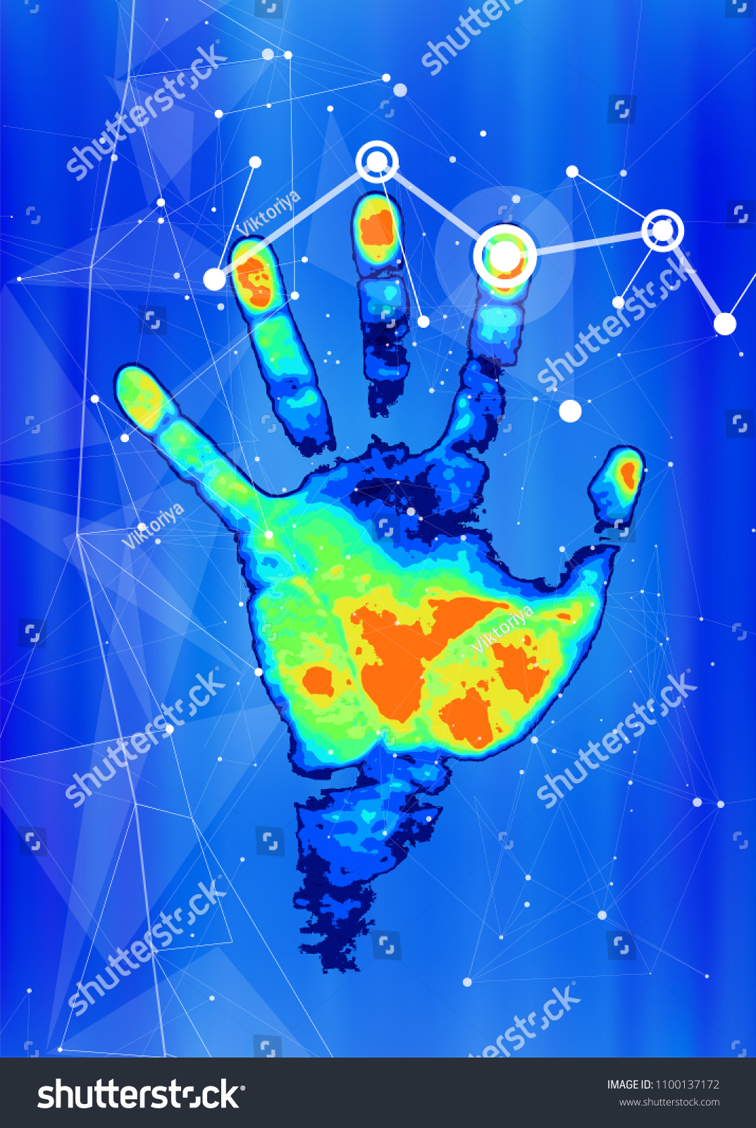 Technology Background Color Thermal Hand Print Stock Vector (Royalty ...