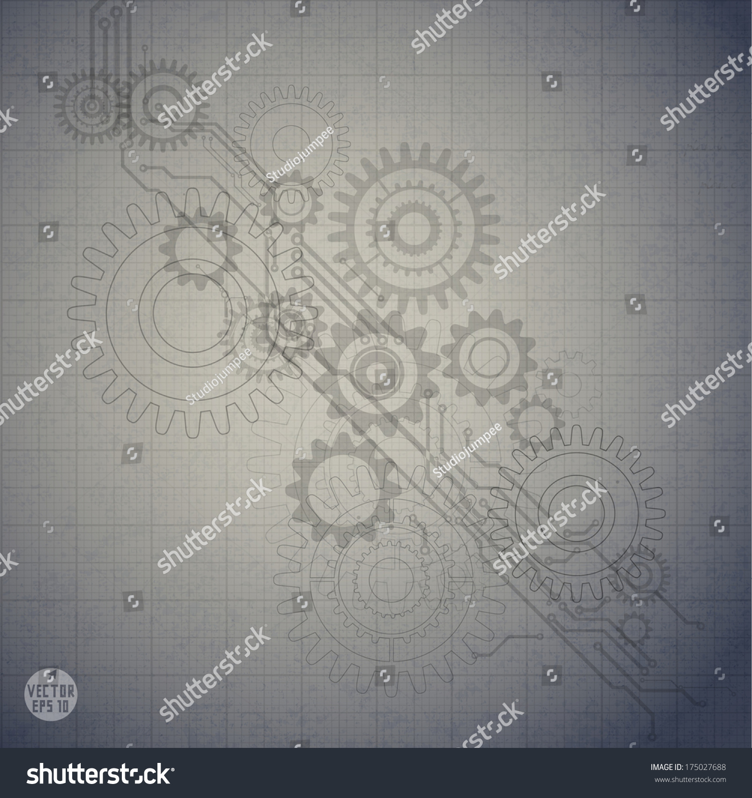Technology Blueprint Retro Background Vector Illustration Stock Vector ...
