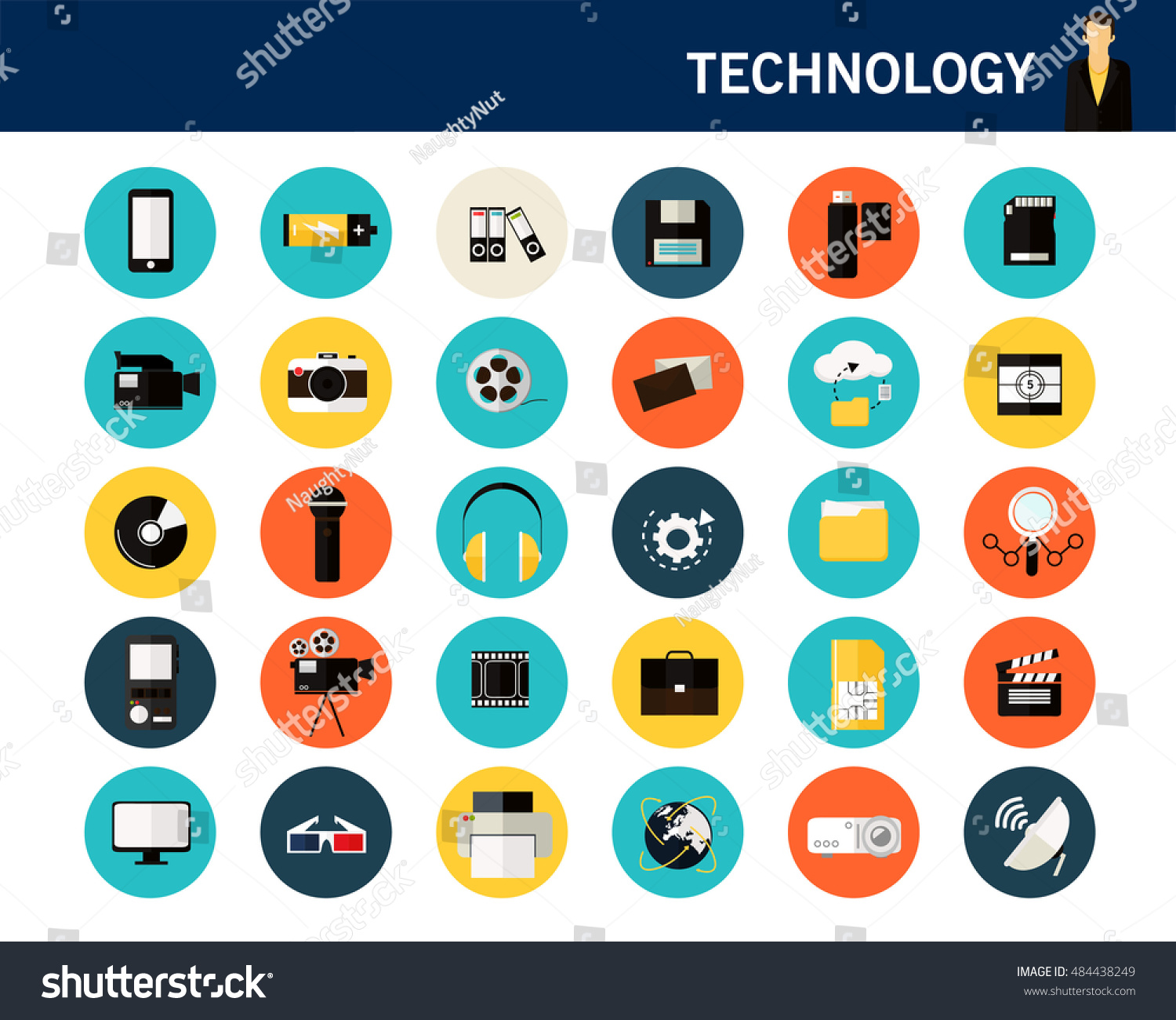Technology Concept Flat Icons Stock Vector 484438249 - Shutterstock