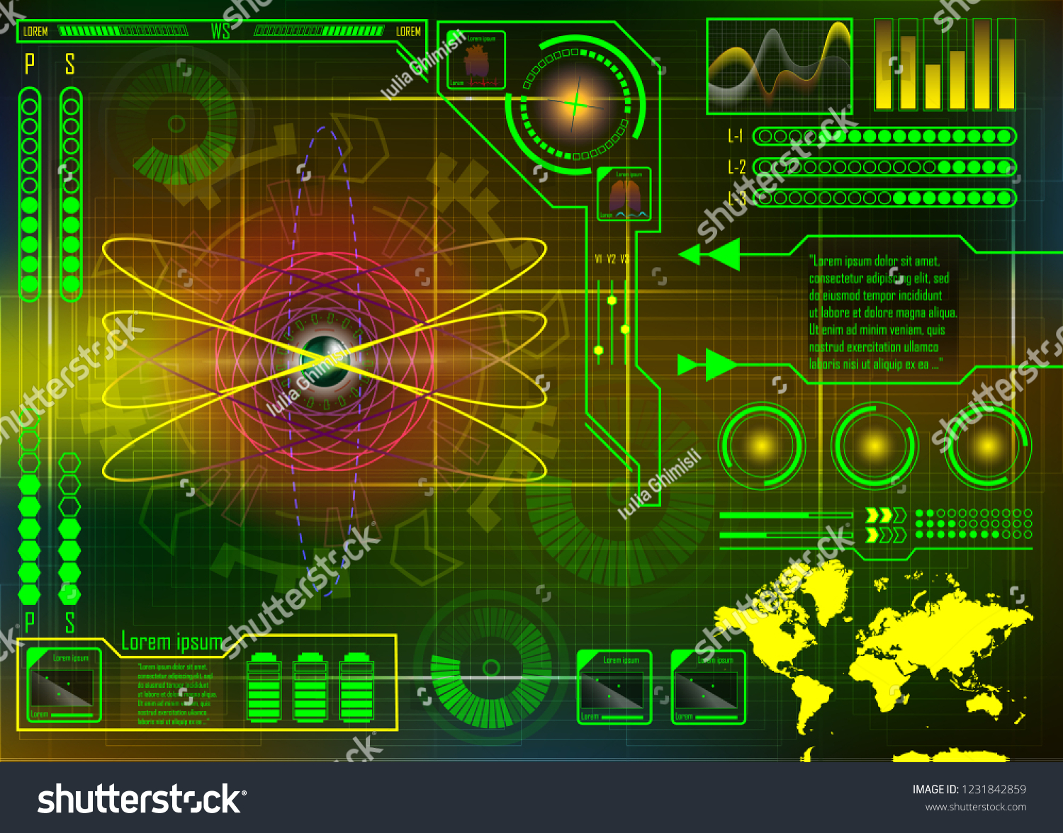 Technology Concept Hud Gui Design Elements Stock Vector Royalty Free