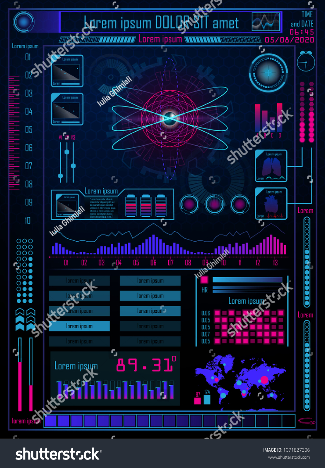 Technology Concept Hud Gui Design Elements Stock Vector Royalty Free