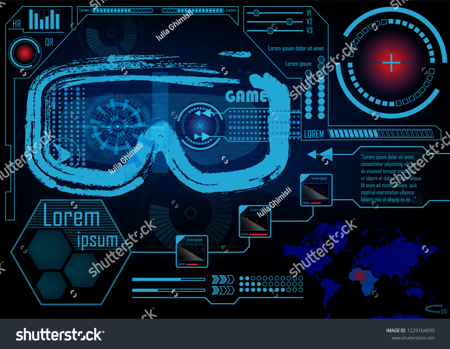 Technology Concept Hud Gui Design Elements Stock Vector Royalty Free