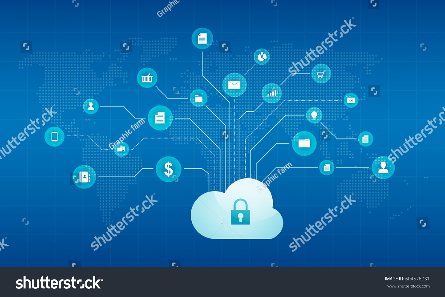 Technology Cyber Cloud Network Security Background Stock Vector ...
