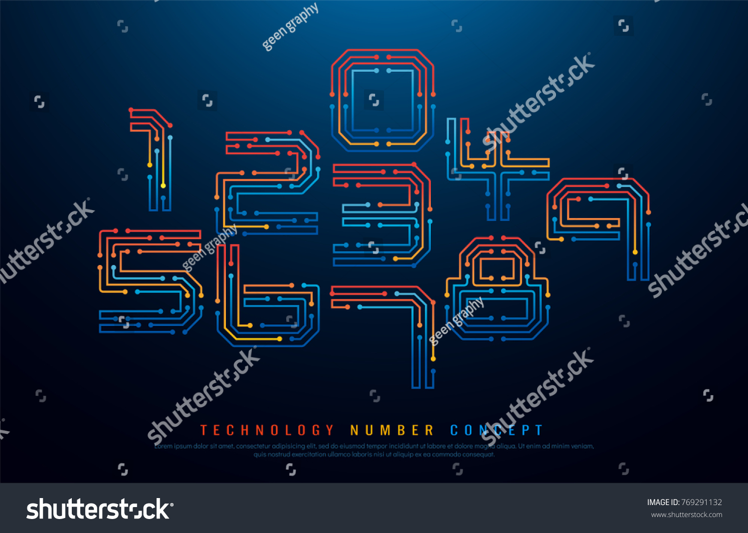 Technology Digital Numbers Network Concept 1 Stock Vector (Royalty Free ...