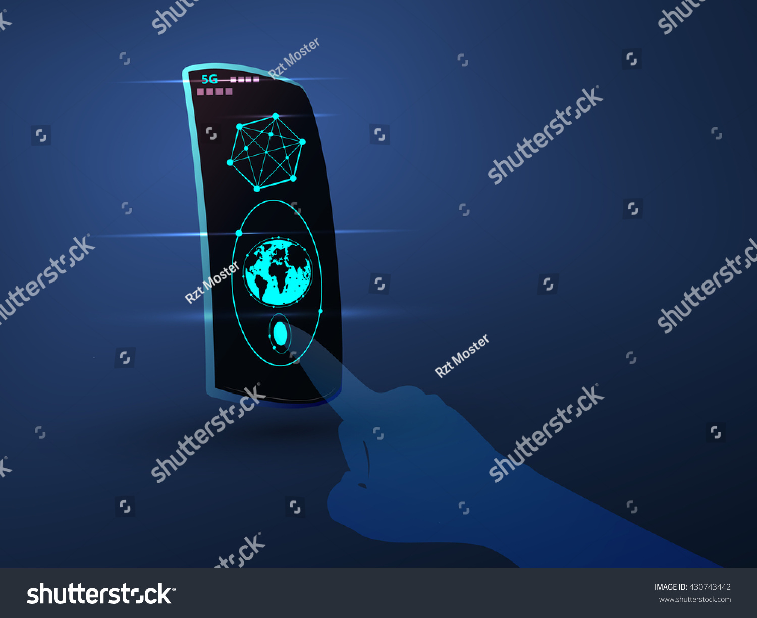 Technology Mobile Phone Concept Hand Touchscreen Stock Vector (Royalty ...