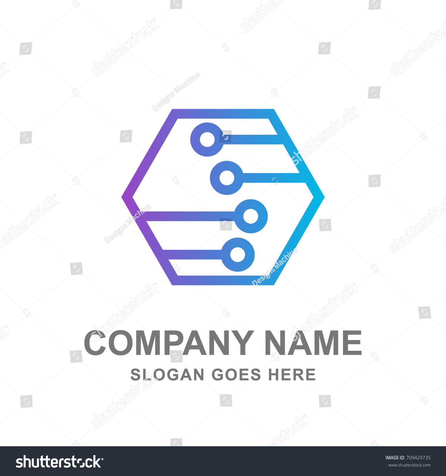 Technology Network Hexagon Geometric Abstract Logo Stock Vector ...