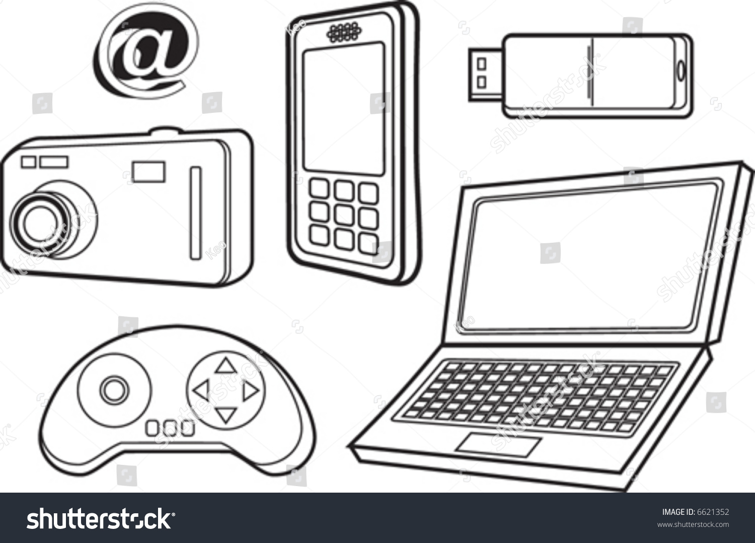 Technology Products Outline Stock Vector Illustration 6621352 ...