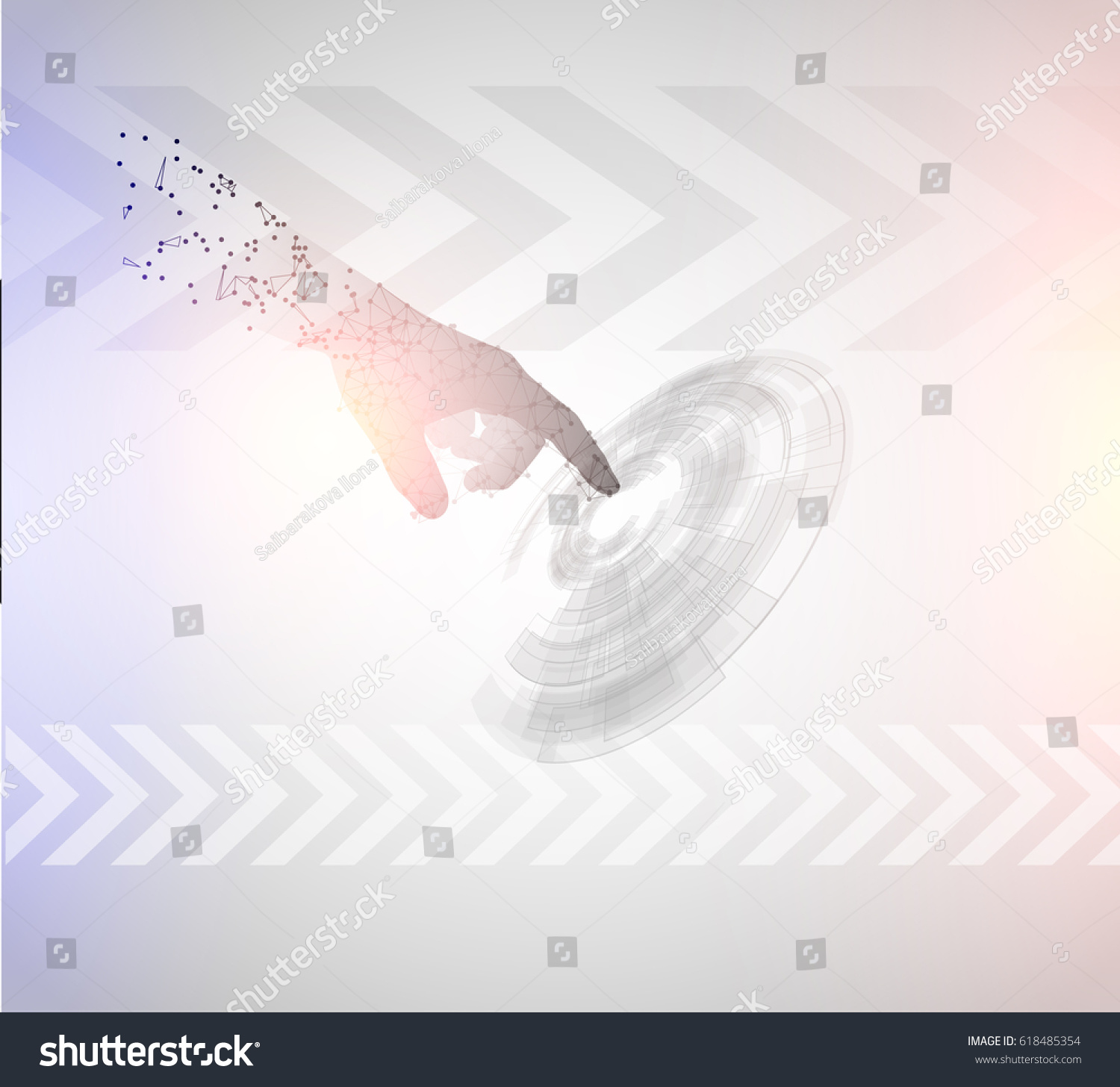 Technology Science Background Hand Touching Hud Stock Vector (Royalty ...