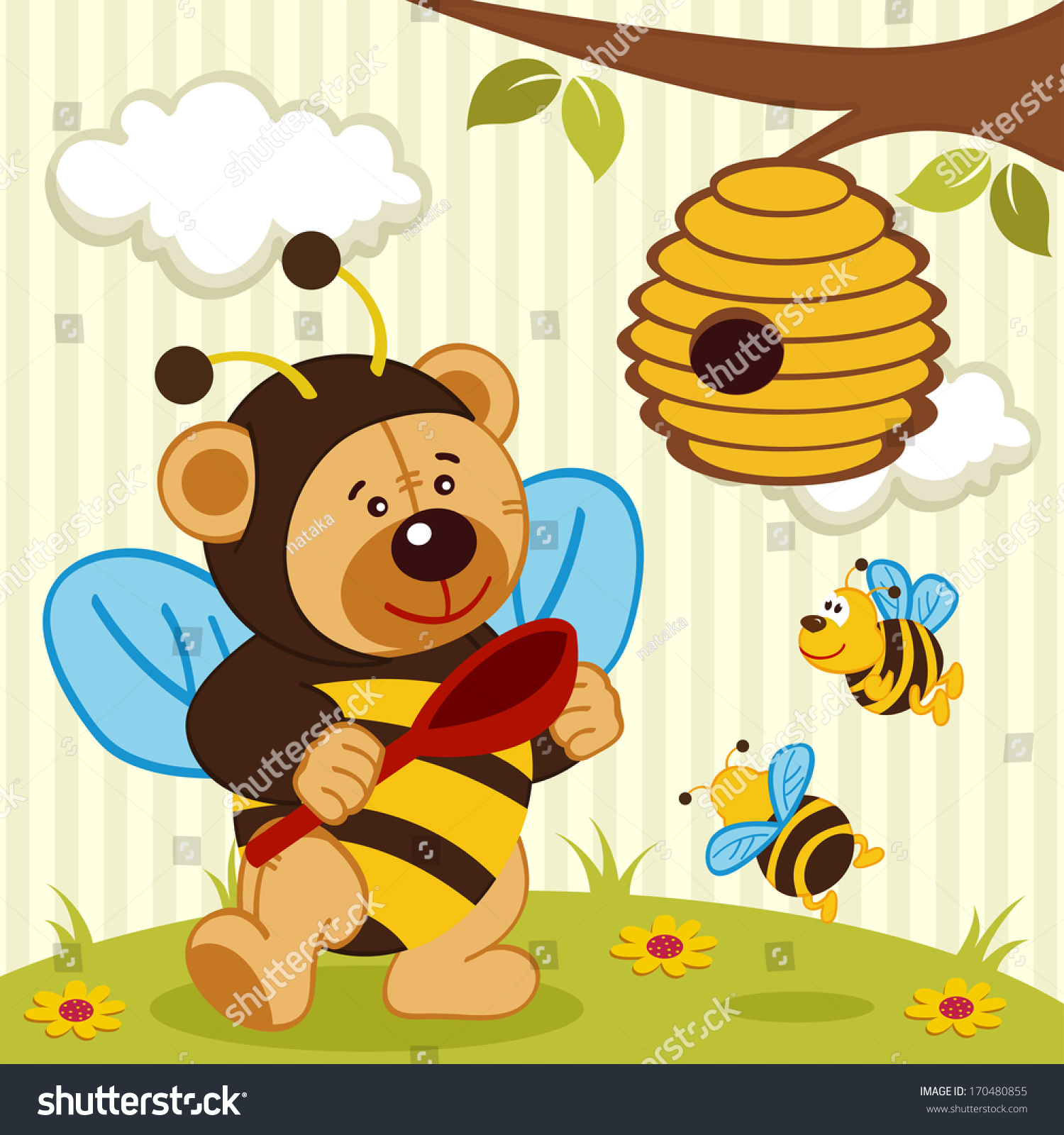 Teddy Bear Dressed Bee Vector Illustration Stock Vector (Royalty Free ...