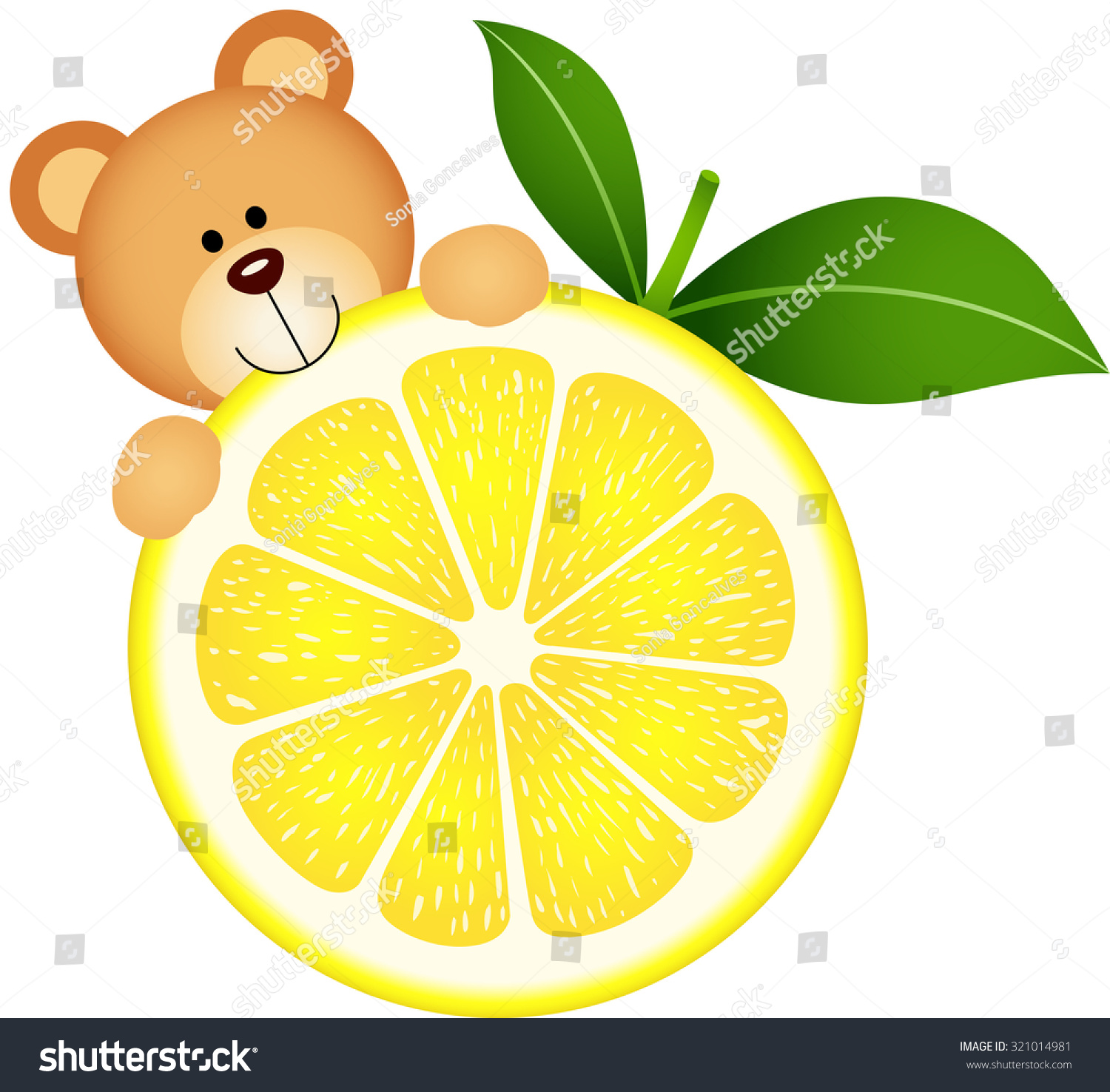 Teddy Bear Eating Lemon Slice Stock Vector (Royalty Free) 321014981 ...