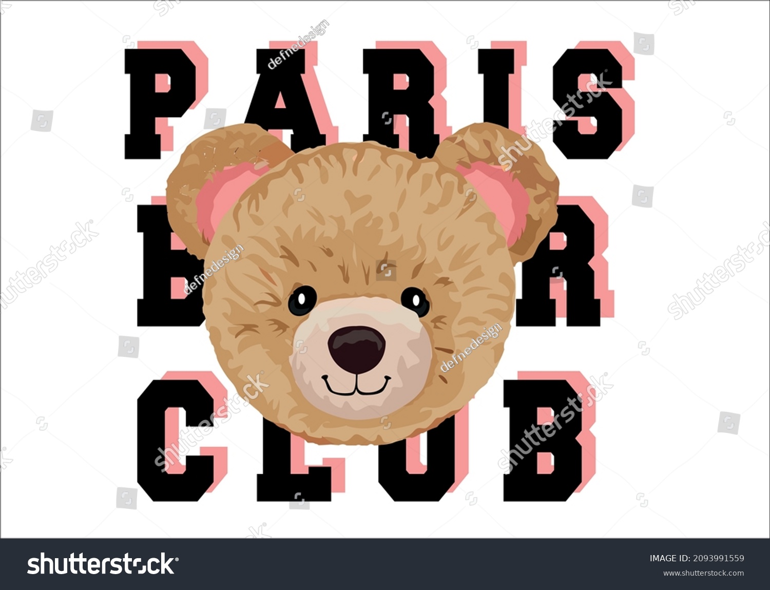 Vektor Stok Teddy Bear Illustration Drawing Text Vector (Tanpa Royalti ...