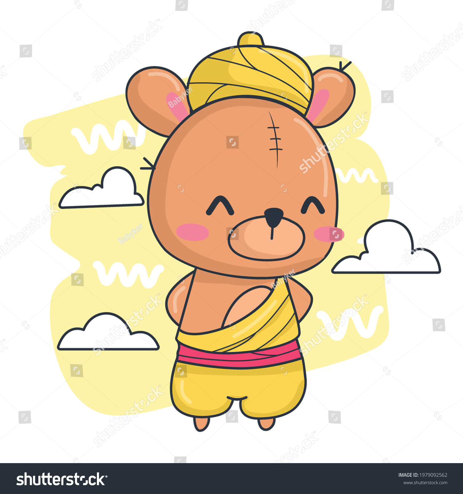Teddy Bear Arabic Clothes Clouds Stock Vector (Royalty Free) 1979092562 ...