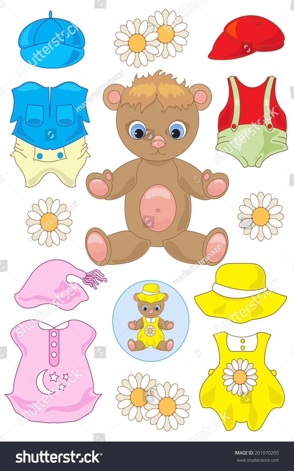 Teddy Bear Paper Doll Stock Vector (Royalty Free) 201070205 | Shutterstock