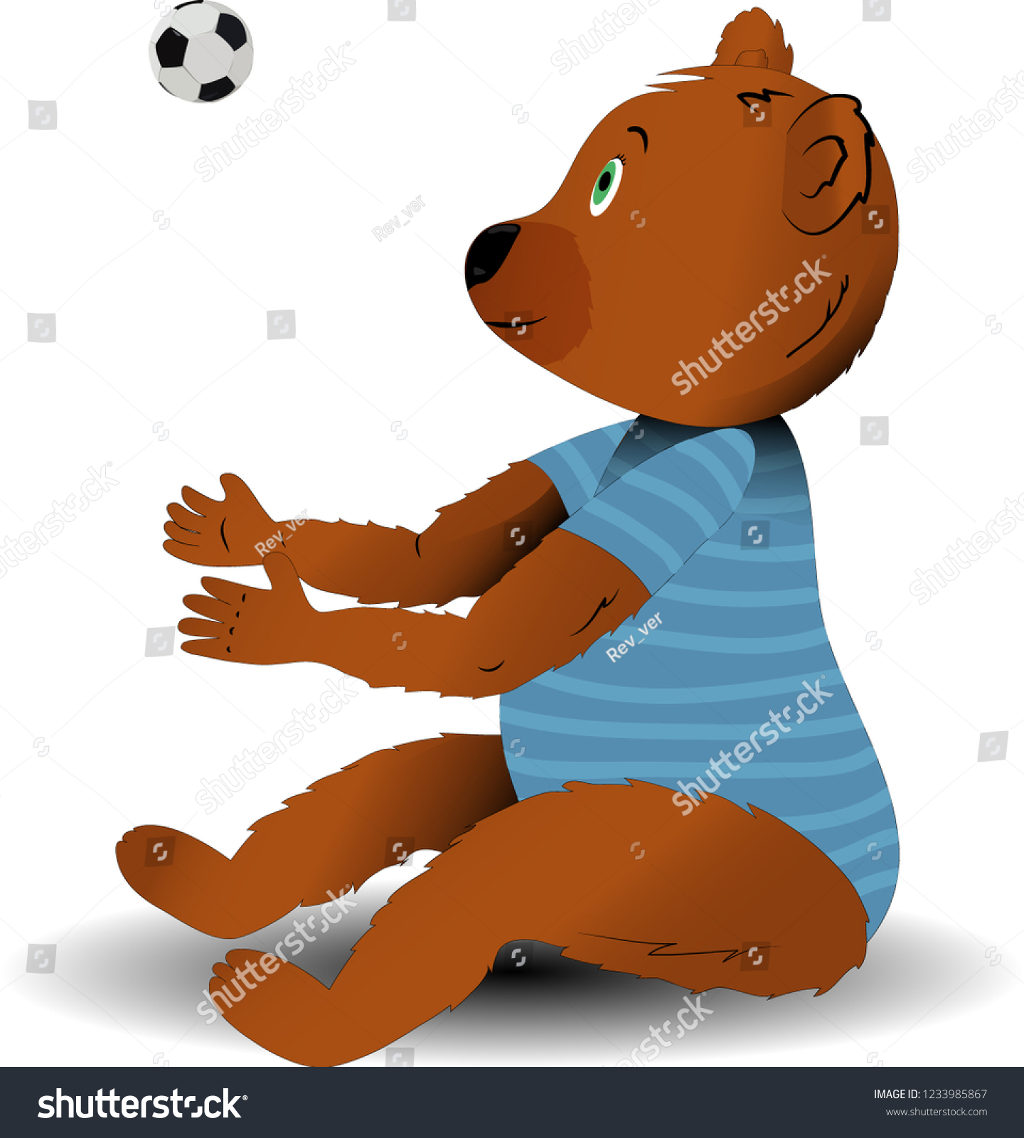 Teddy Bear Playing Ball Stock Vector (Royalty Free) 1233985867 ...