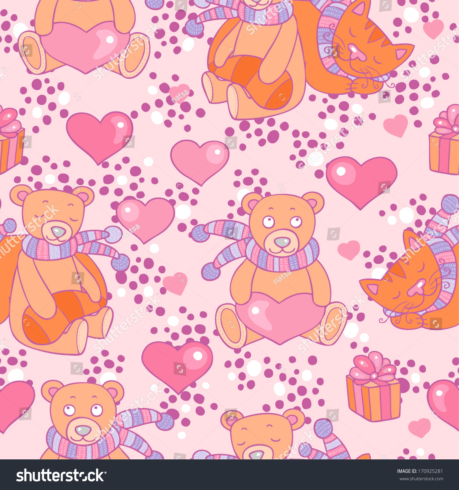 Teddy Bear Seamless Pattern: vector de stock (libre de regalías) 170925281