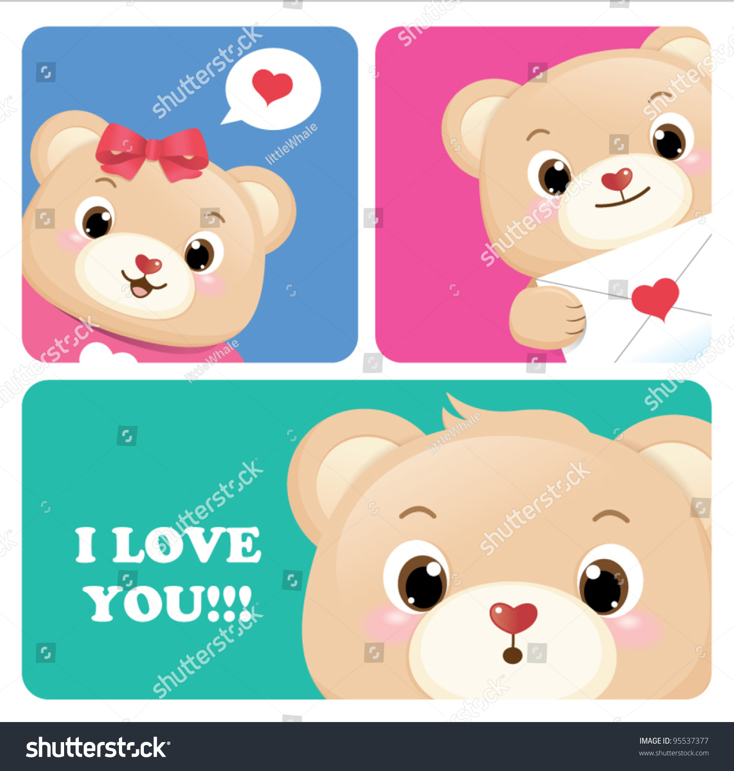 Teddy Bears Greeting Card Template Stock Vector (Royalty Free) 95537377 ...
