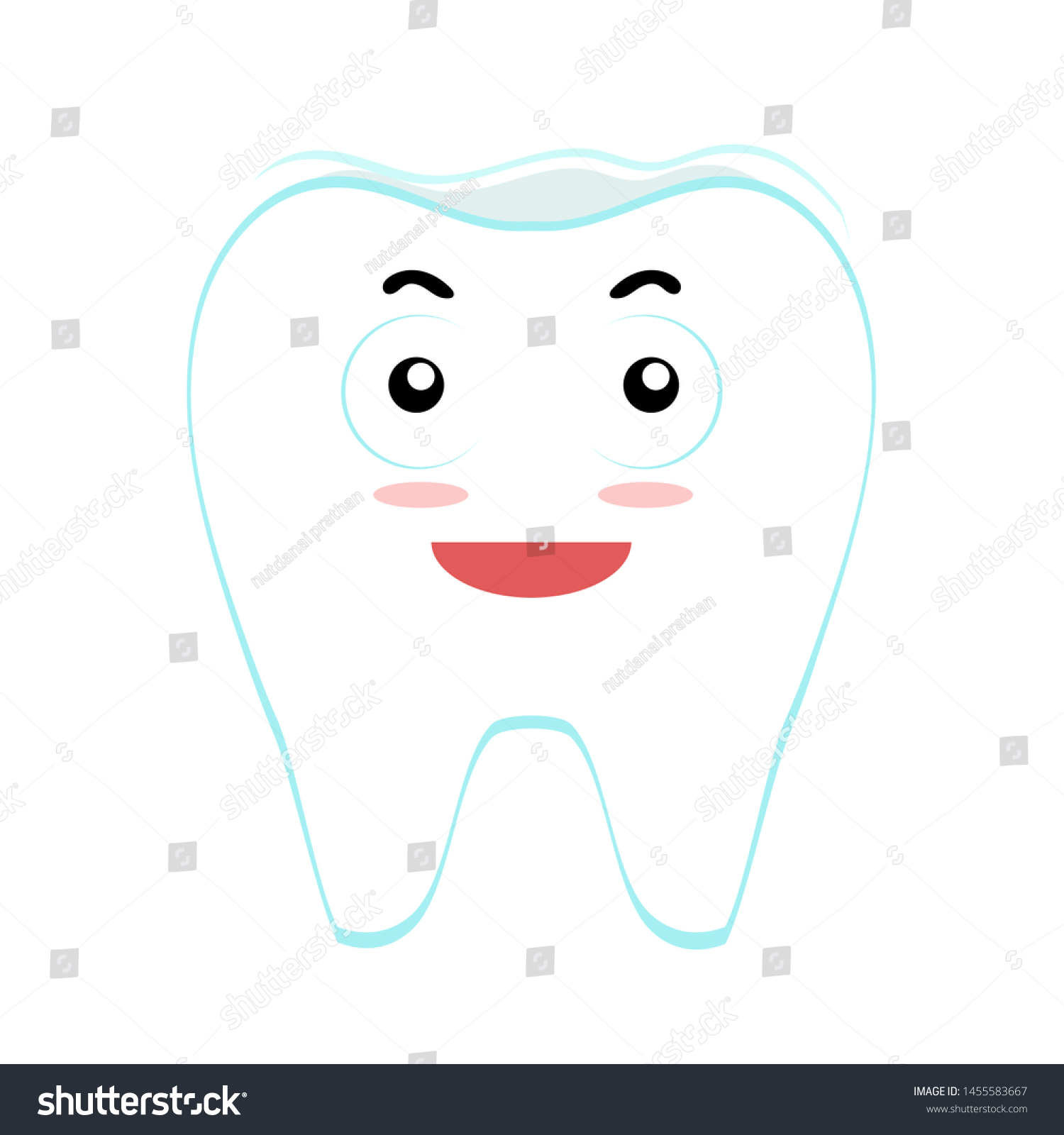 Teeth Cartoon Vector On White Background Stock Vector (Royalty Free ...