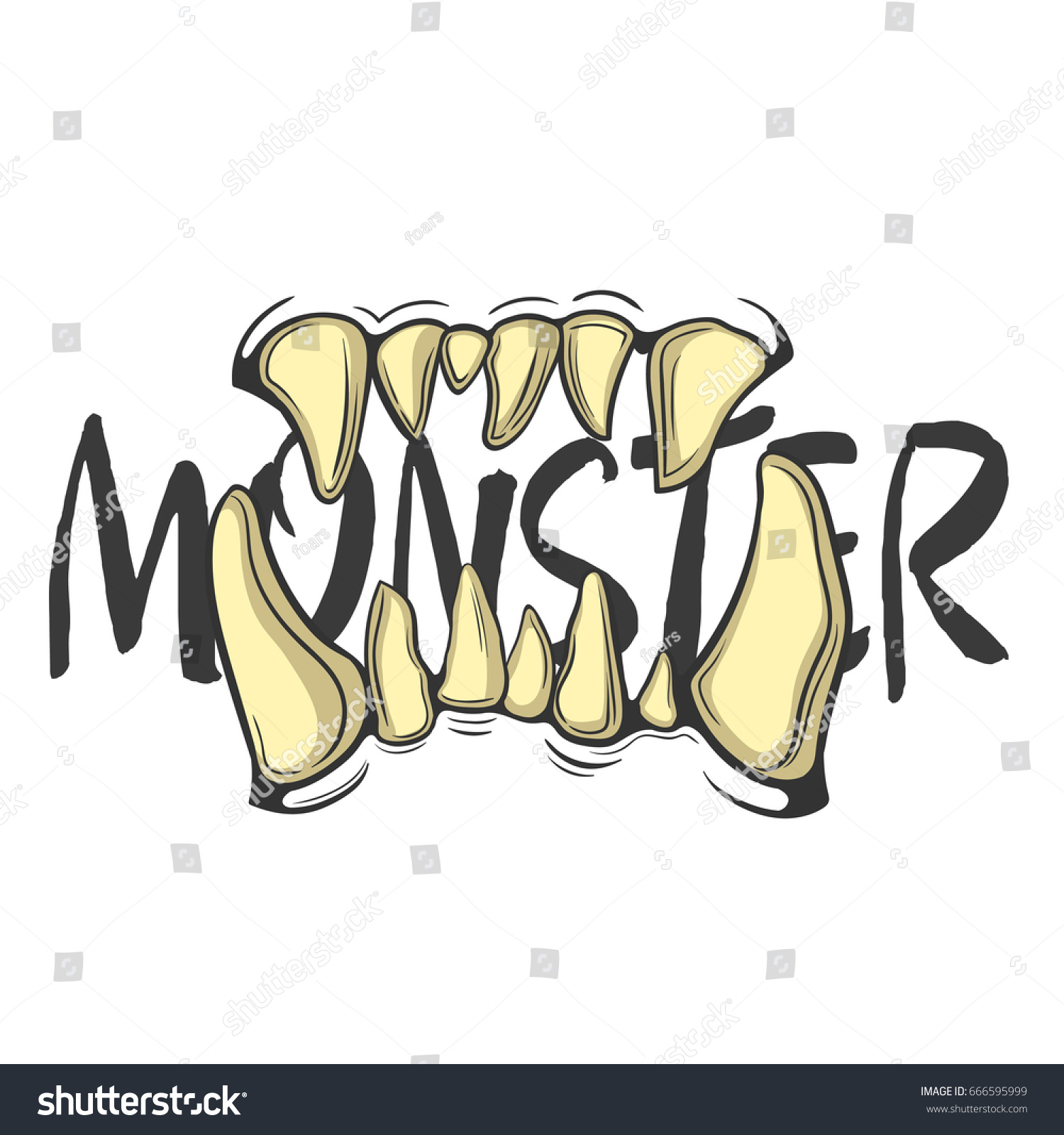 Teeth Monster Text Vector Illustration Stock Vector (Royalty Free ...