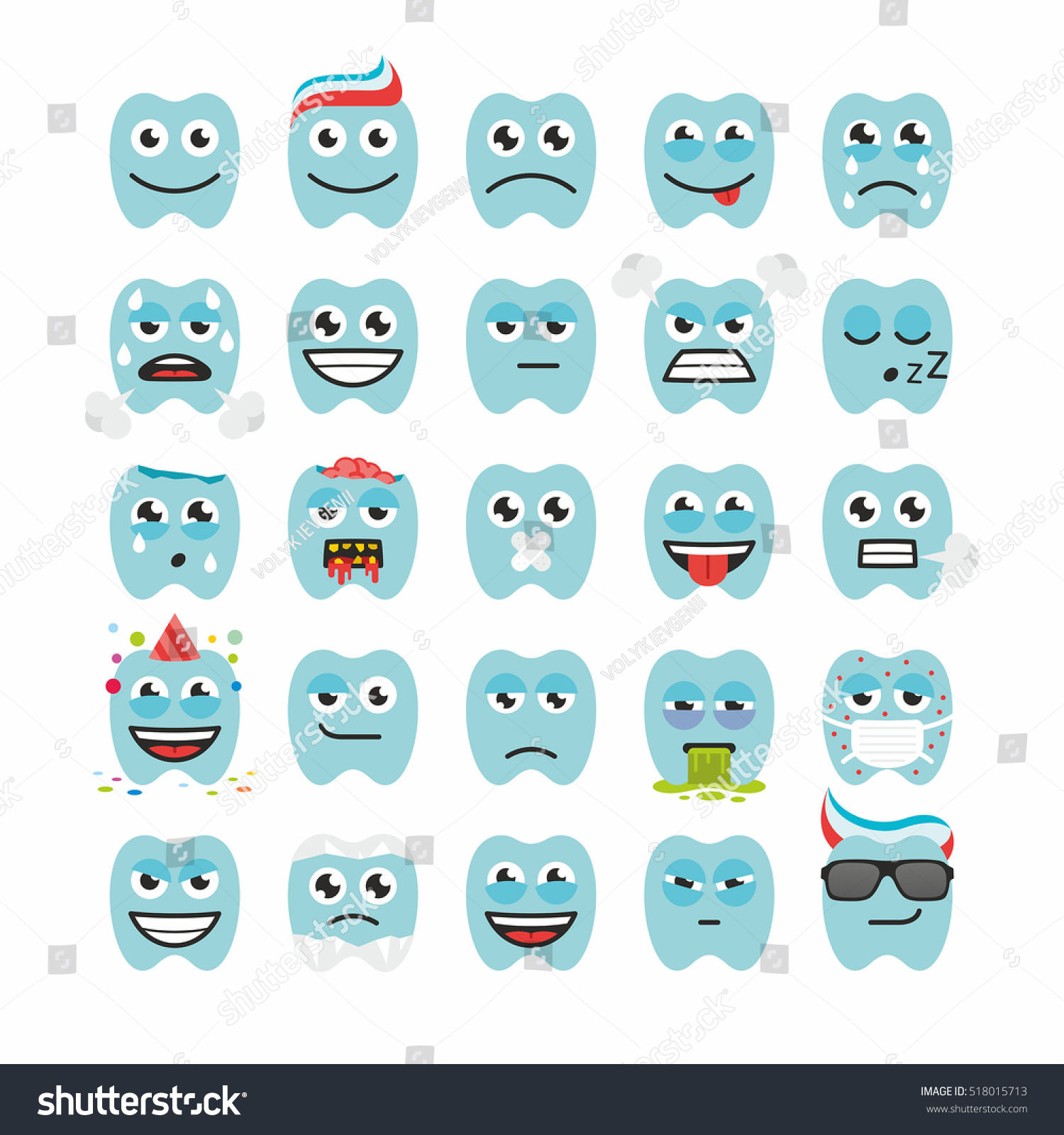 Teeth Different Emotions Stock Vector (Royalty Free) 518015713 ...