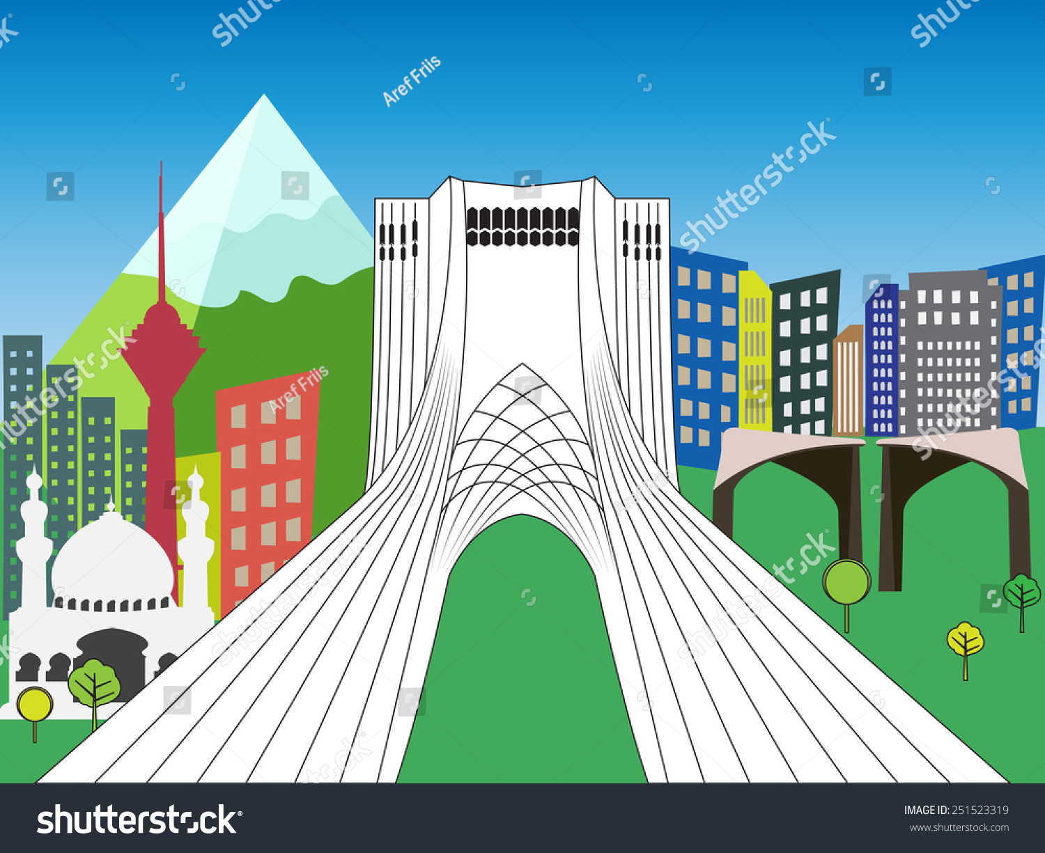 Tehran City Illustration Stock Vector (Royalty Free) 251523319