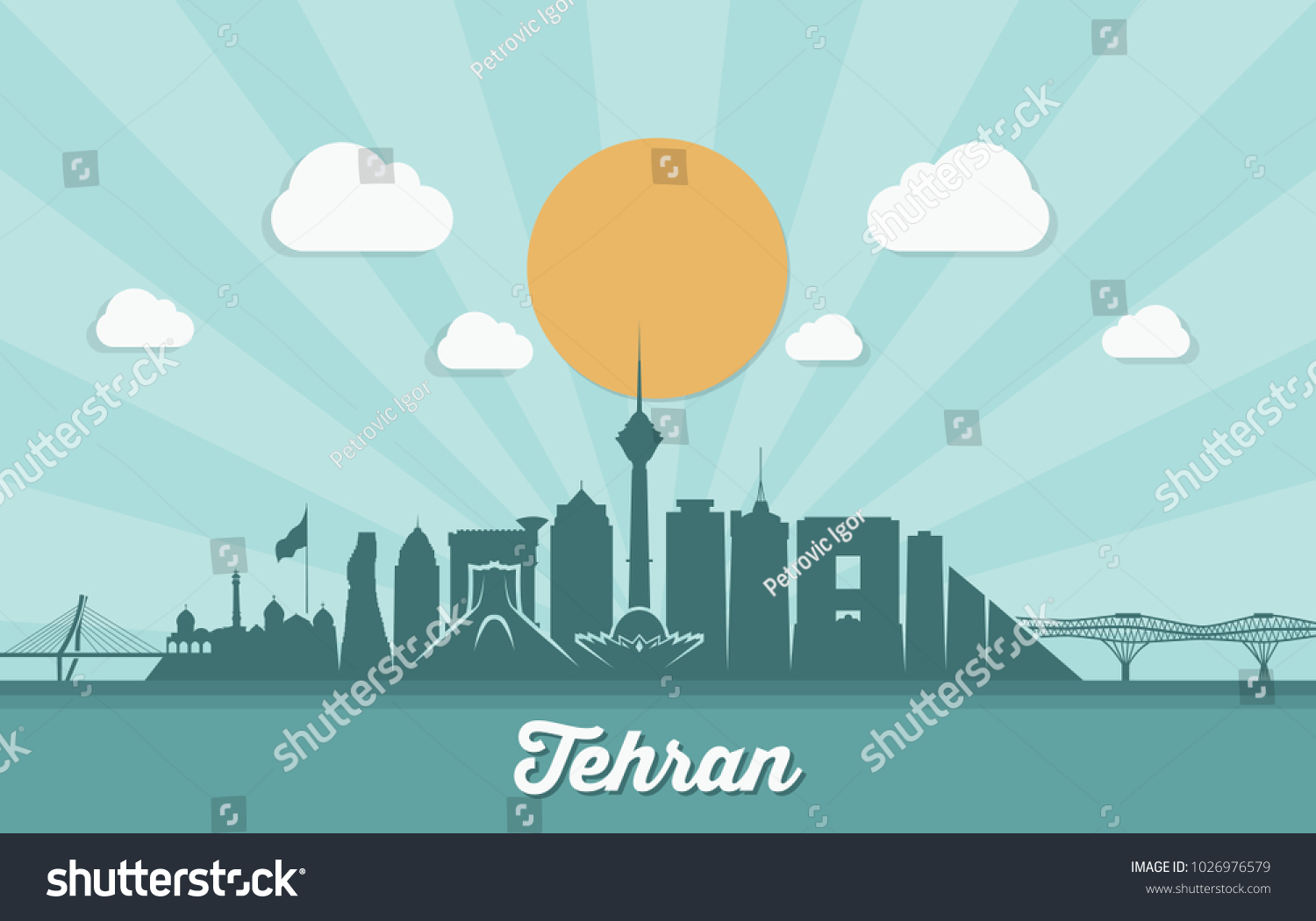 Tehran Skyline Iran Vector Illustration Stock Vector (Royalty Free ...