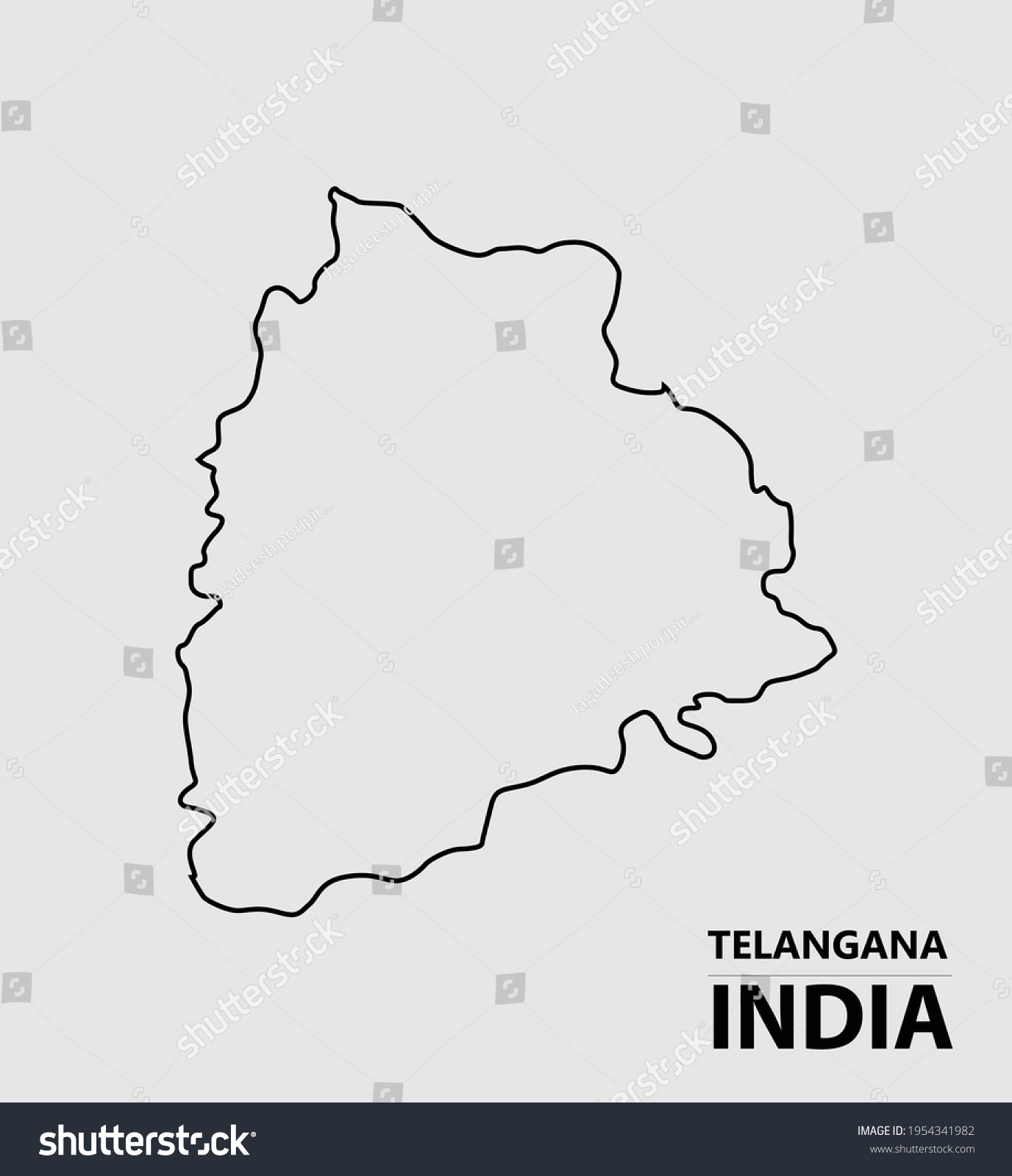 Telangana India Vector Outline Map Stock Vector (Royalty Free ...