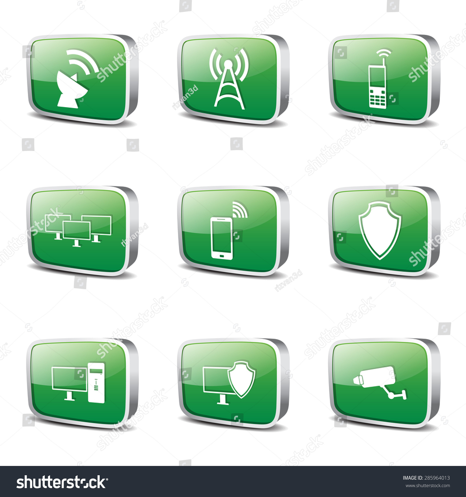 Telecom Communication Square Vector Green Icon Stock Vector (Royalty ...