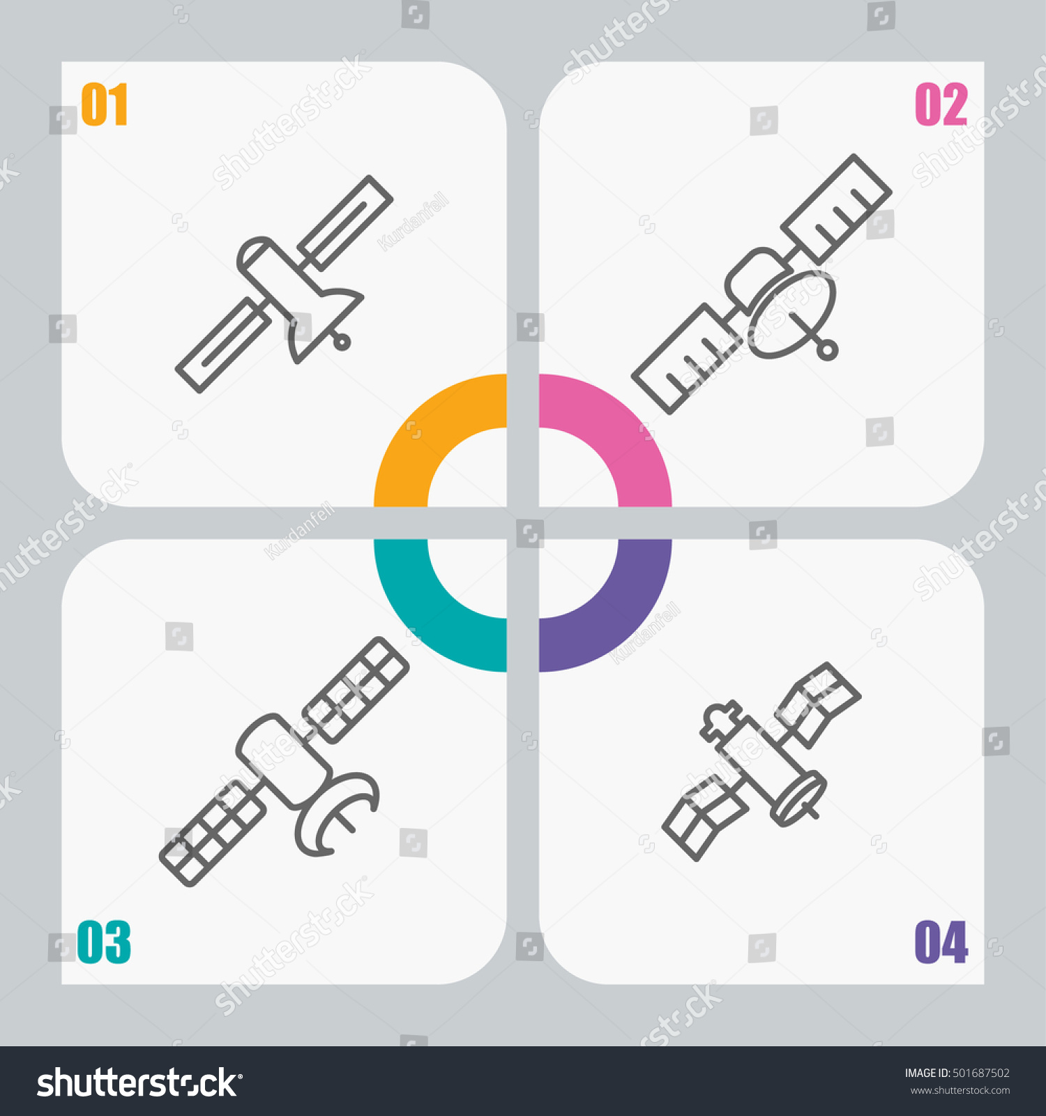 Telecommunication Satellite Vector Icons Stock Vector (Royalty Free ...