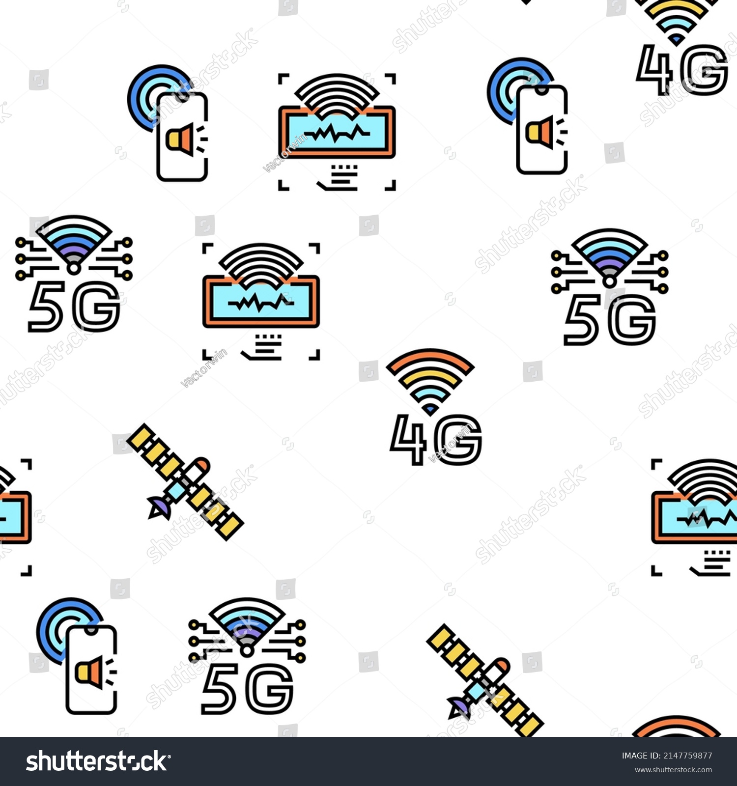 Telecommunication Technology Vector Seamless Pattern Thin Stock Vector ... Telecommunication Technology Vector Seamless Pattern Thin Stock Vector ...