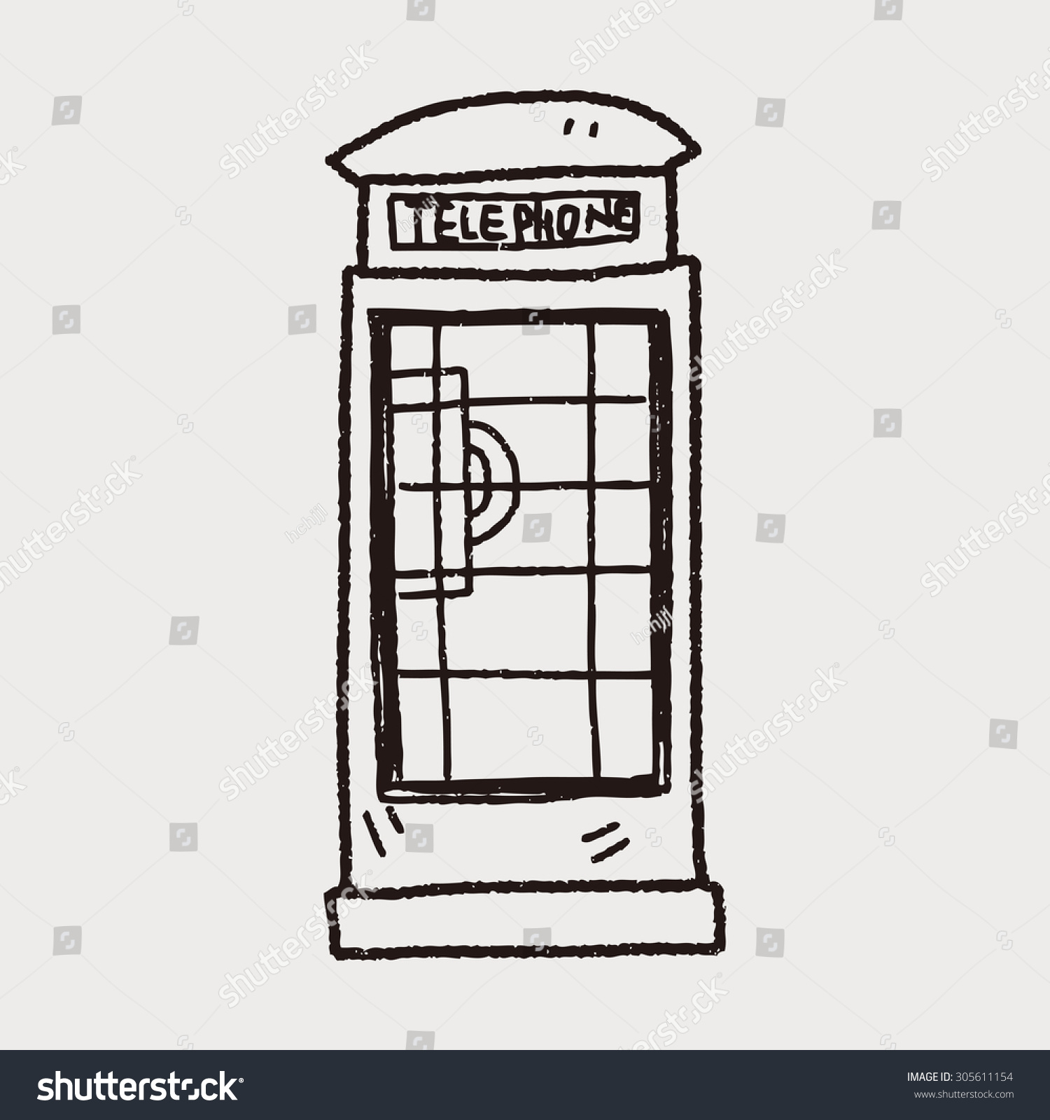Telephone Booth Doodle Stock Vector (Royalty Free) 305611154