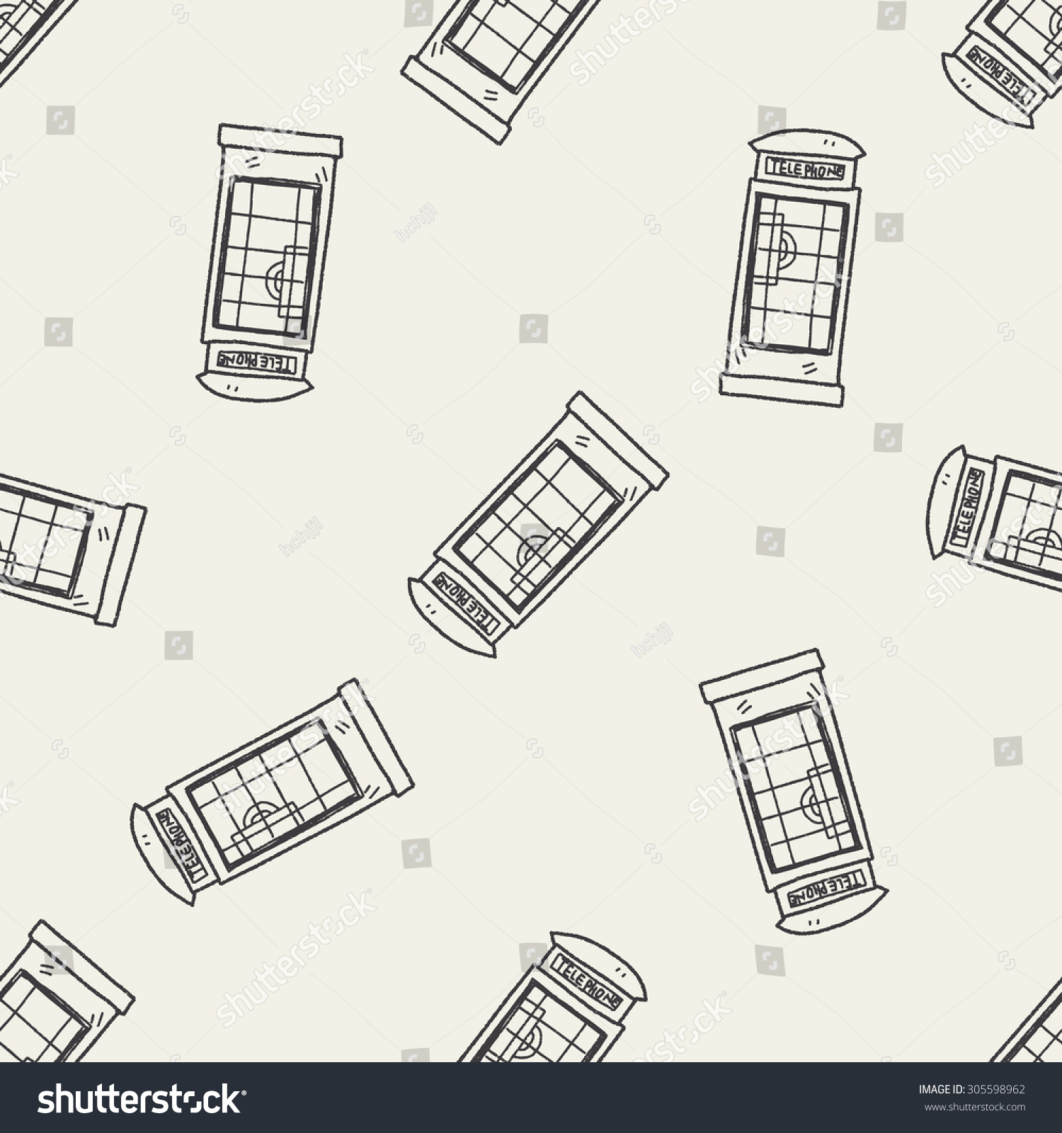Telephone Booth Doodle Seamless Pattern Background Stock Vector ...