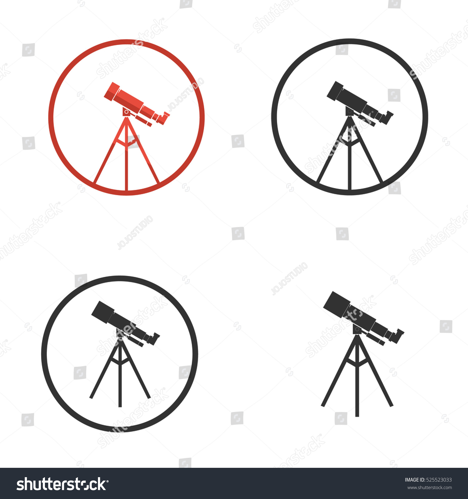 Telescope Flat Design Icon Set Vector Stock Vector (Royalty Free ...