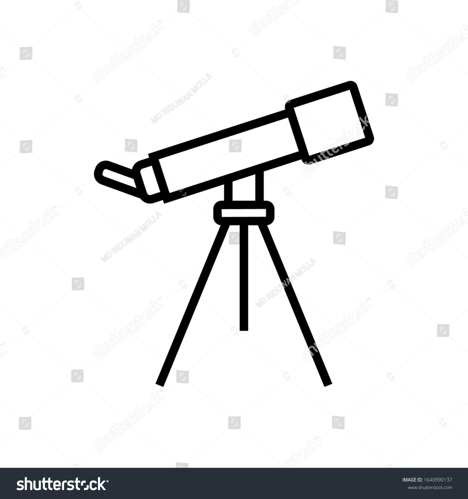 Telescope Line Art Vector Icon Ui Stock Vector (Royalty Free) 1640990137
