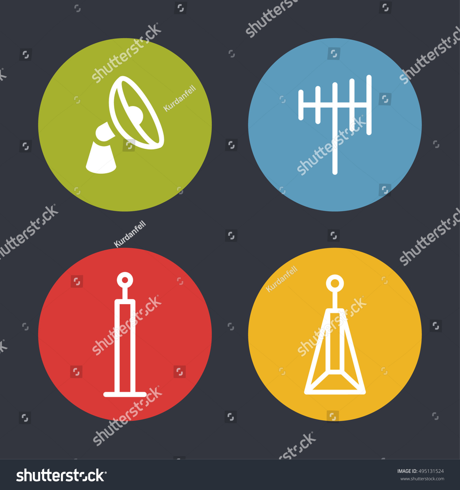 Television Antenna Vector Objects Stock Vector (Royalty Free) 495131524 ...