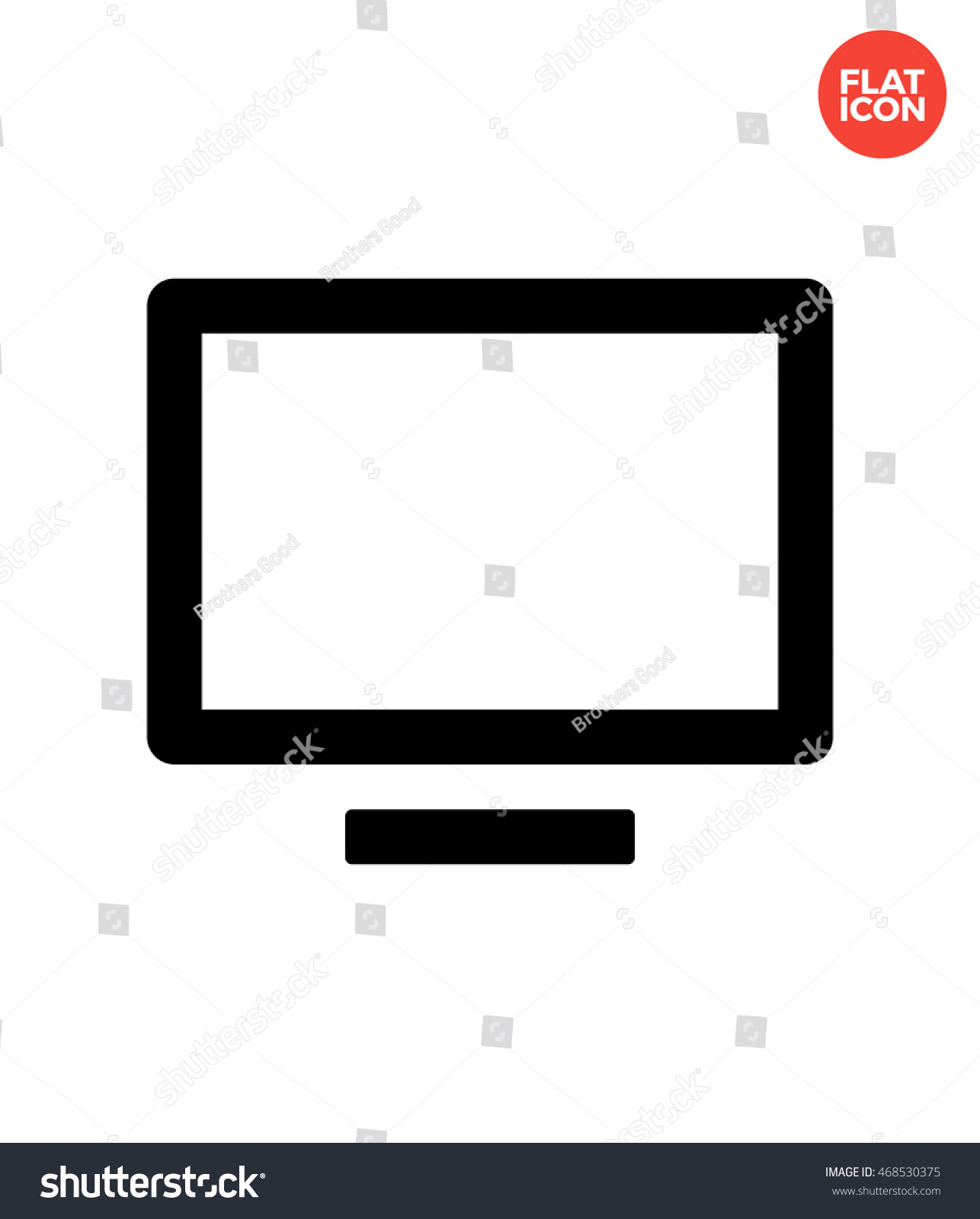 Television Screen Icon Flat Style Isolated Stock Vector (Royalty Free ...