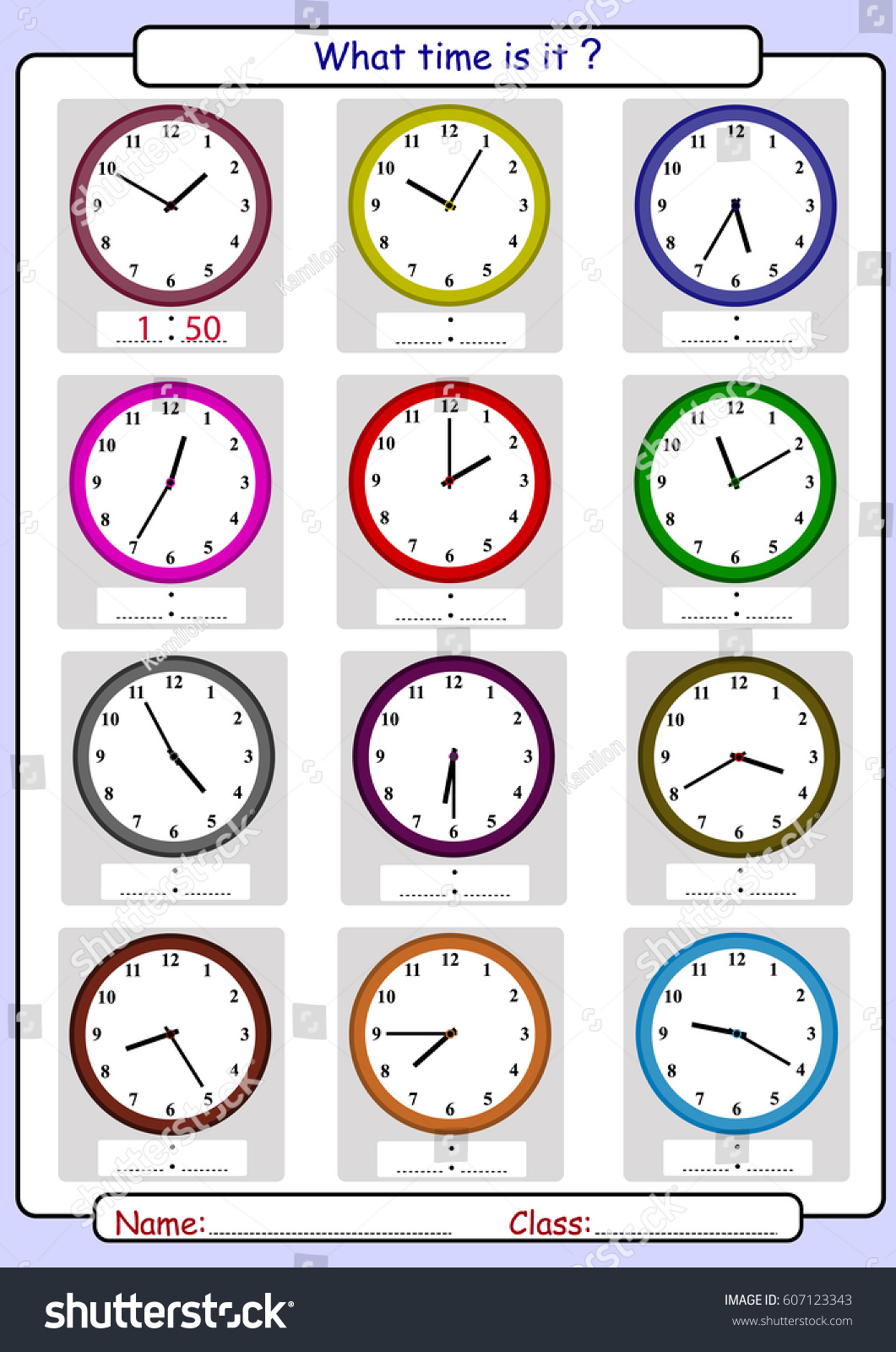 Telling Time Draw Time Stock Vector (Royalty Free) 607123343