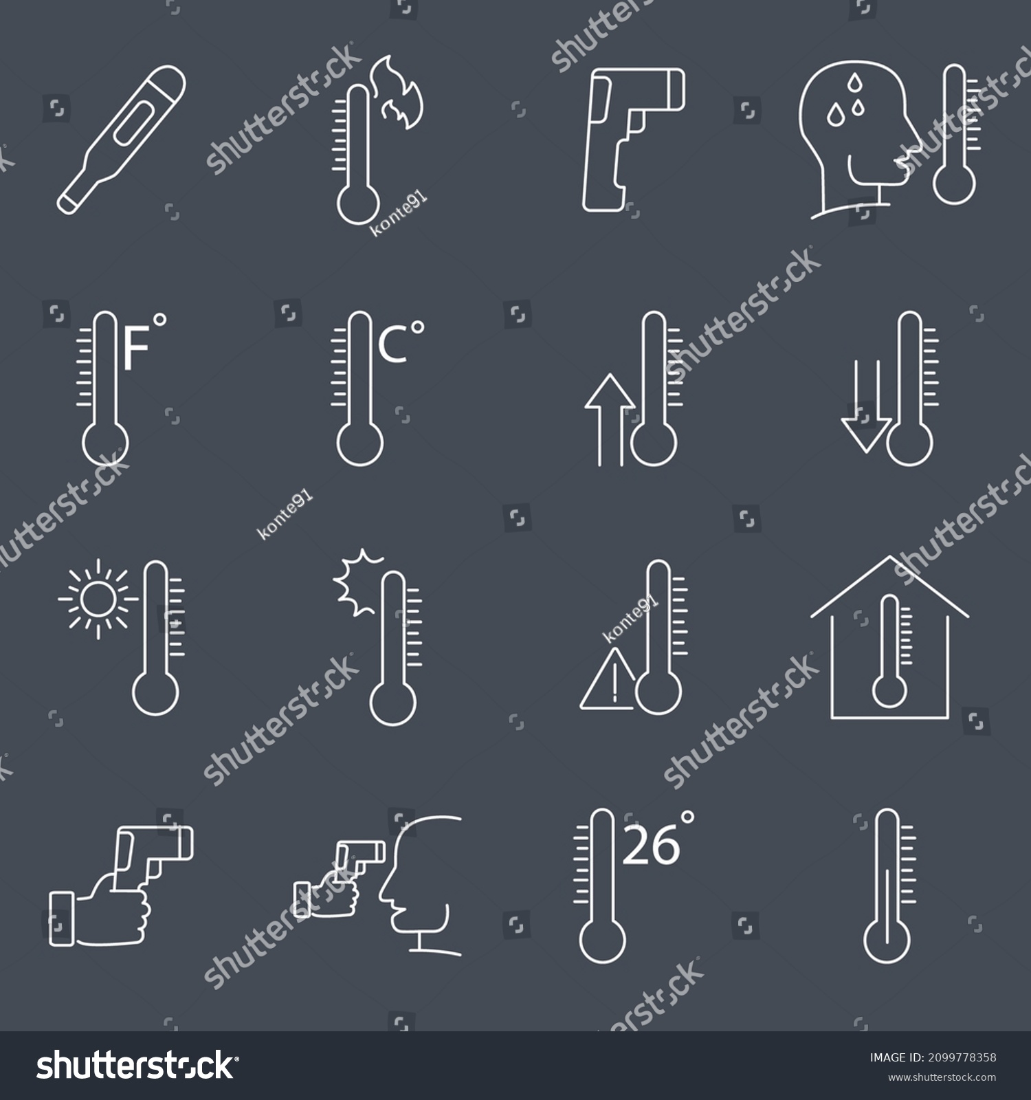 Temperature Icons Set Temperature Pack Symbol Stock Vector (Royalty ...