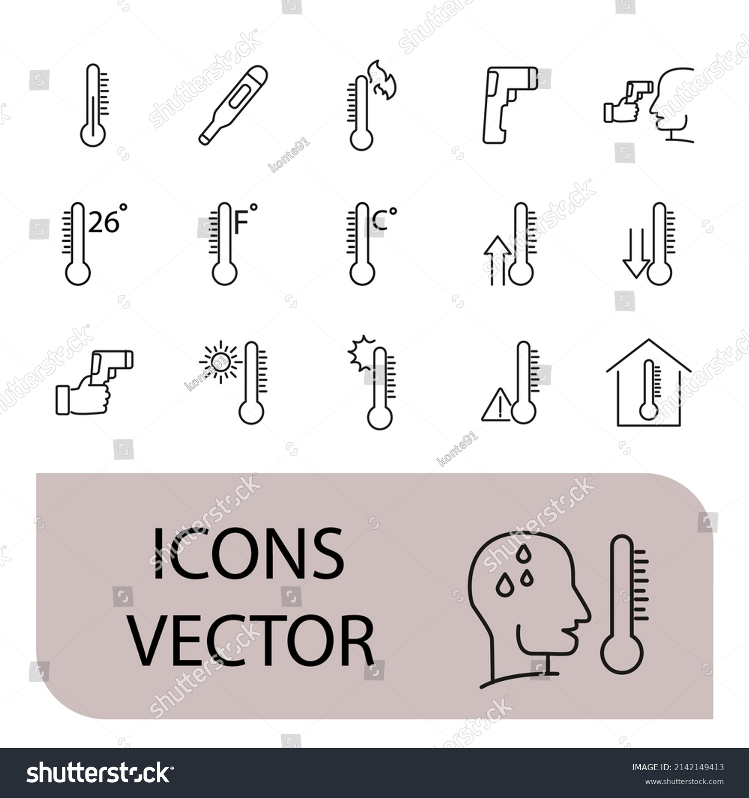 Temperature Icons Set Temperature Pack Symbol Stock Vector (Royalty ...