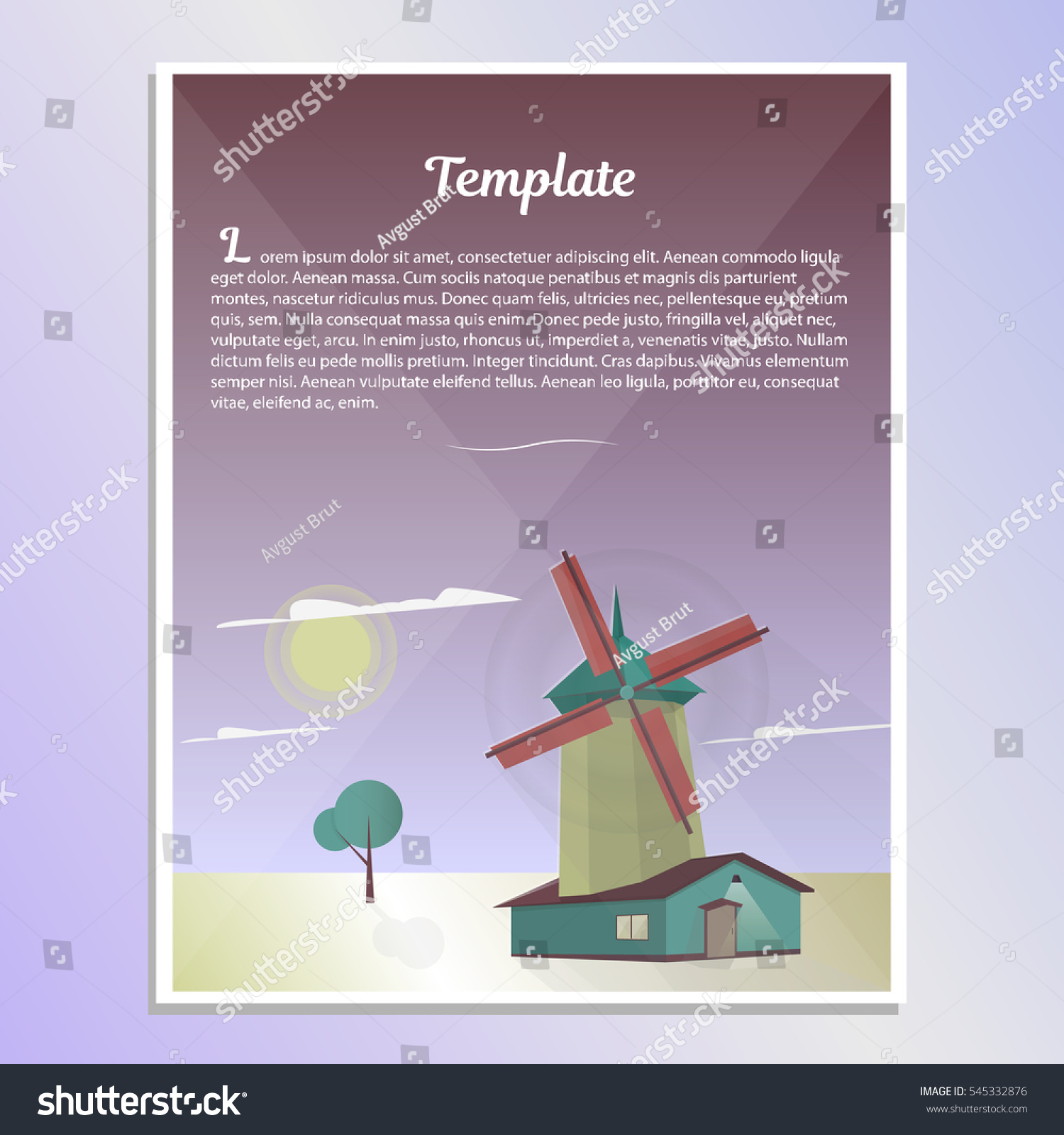 Template Brochure Landscape Windmill Vector Illustration Stock Vector ...
