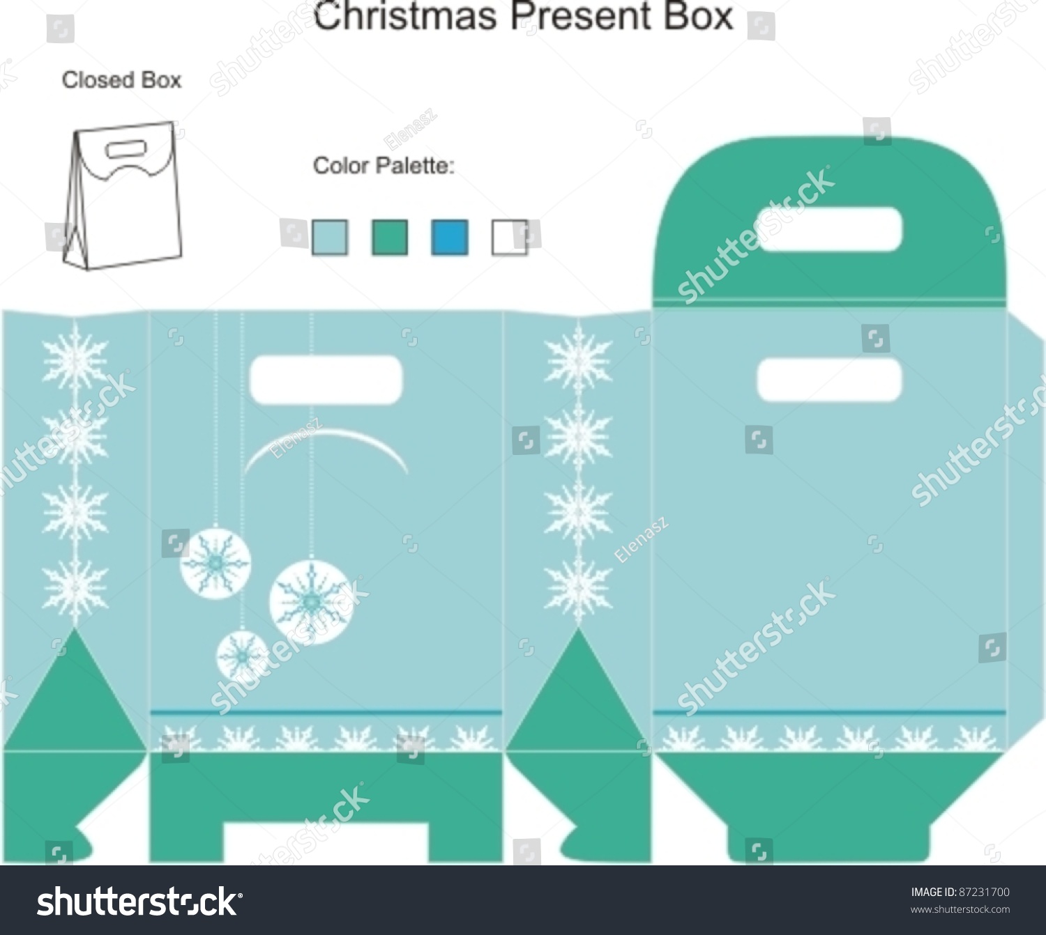 Template Christmas Box Stock Vector (Royalty Free) 87231700