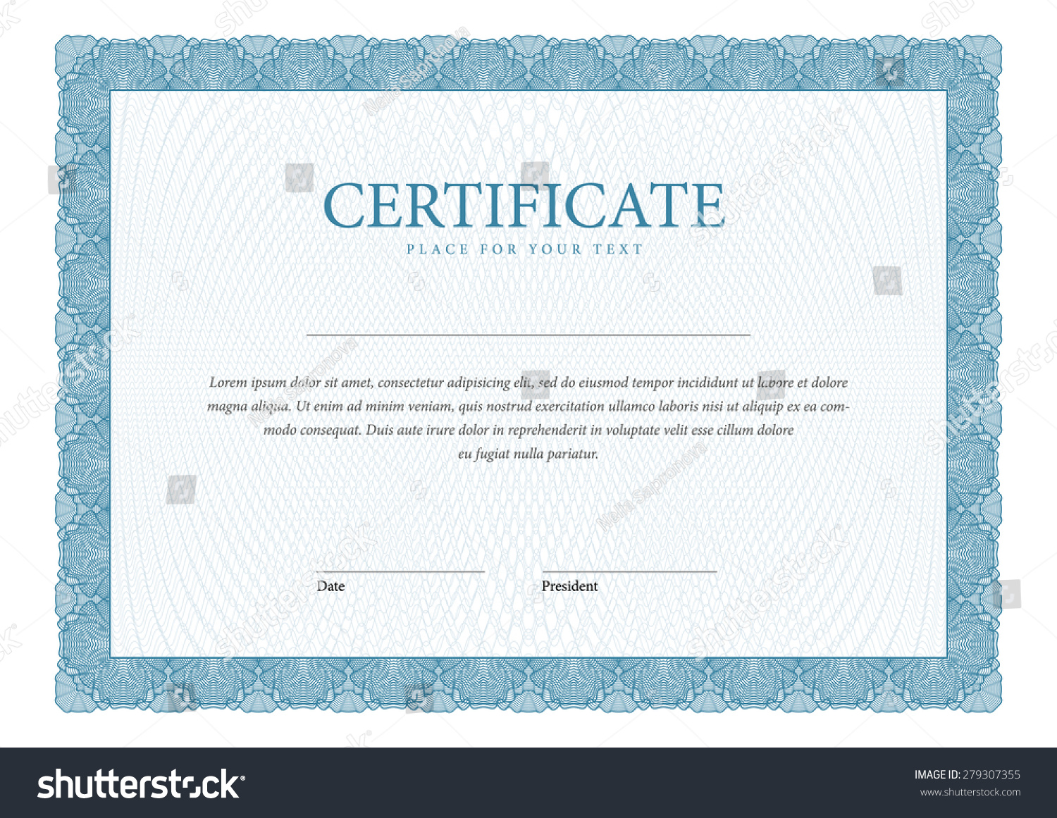 Template Horizontal Certificate Diplomas Vector Stock Vector (Royalty ...