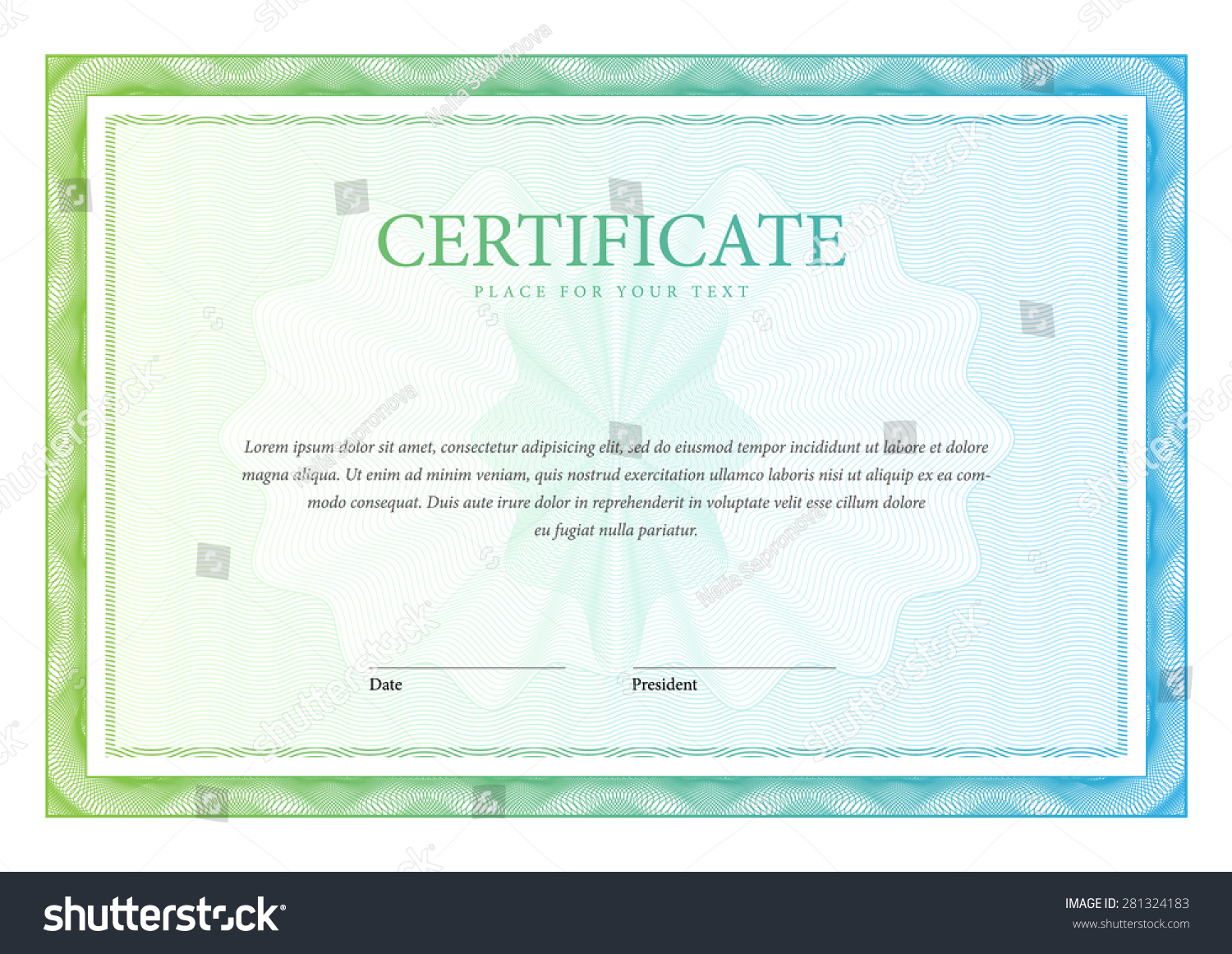 Template Horizontal Certificate Diplomas Vector Stock Vector (Royalty ...