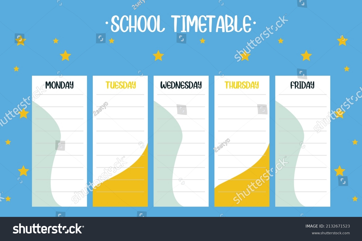 Template School Timetable School Schedule Stock Vector (Royalty Free ...