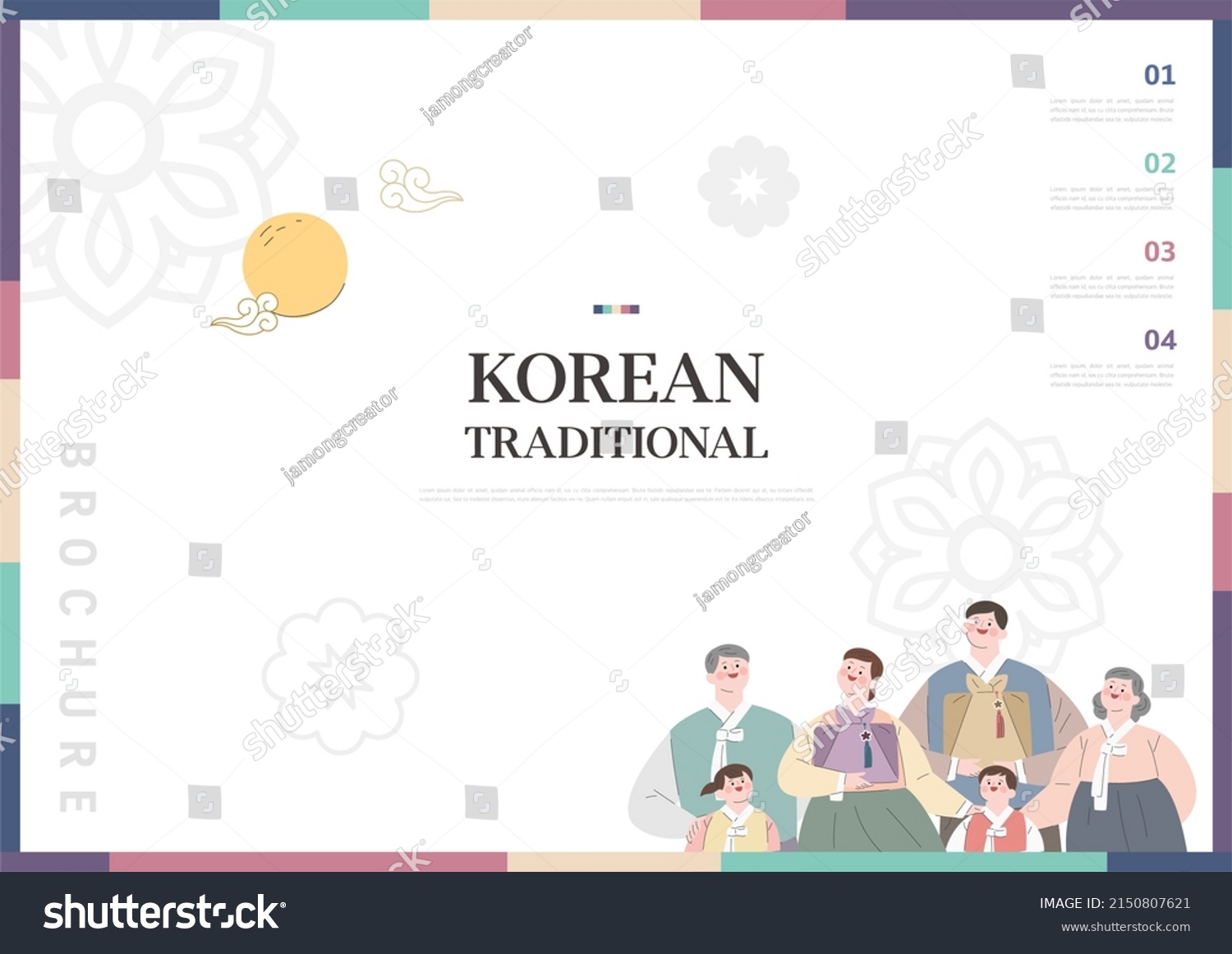 Template Korean Tradition Pattern Background Brochure Stock Vector ...