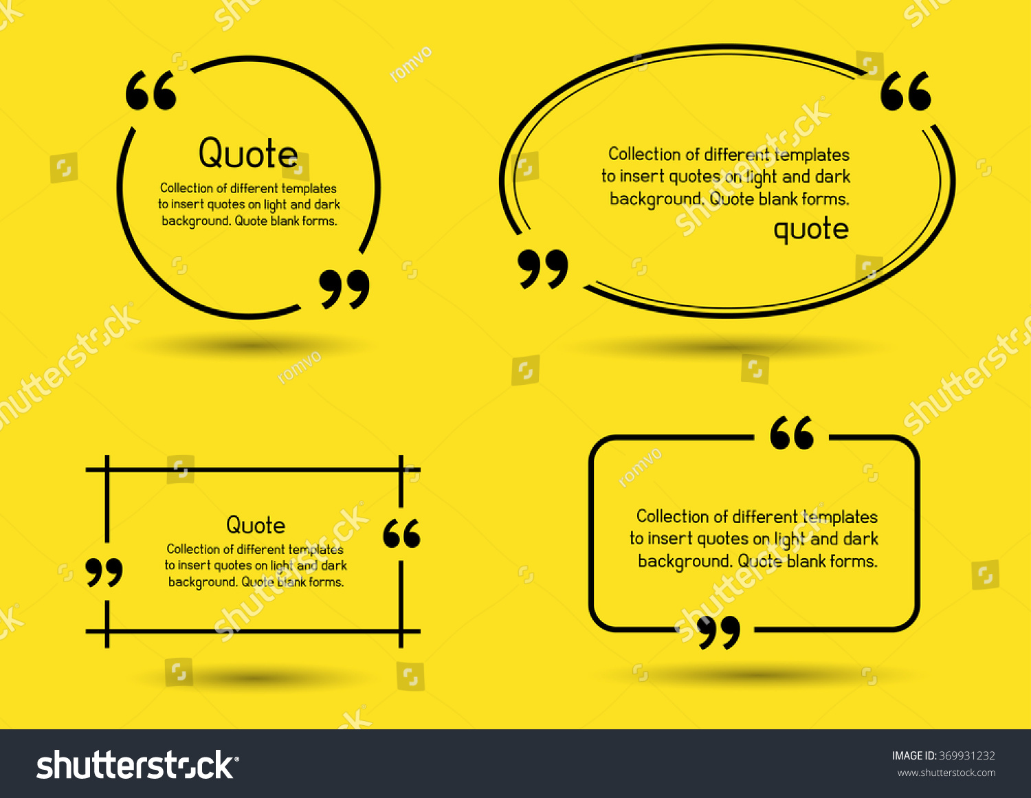 Templates Writing Quote Round Square Oval Stock Vector (Royalty Free ...